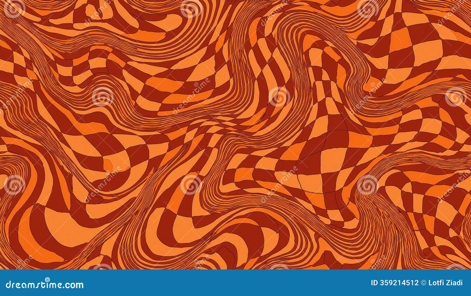 Seamless Orange Liquid Checkerboard Pattern. Repeated Distorted ...