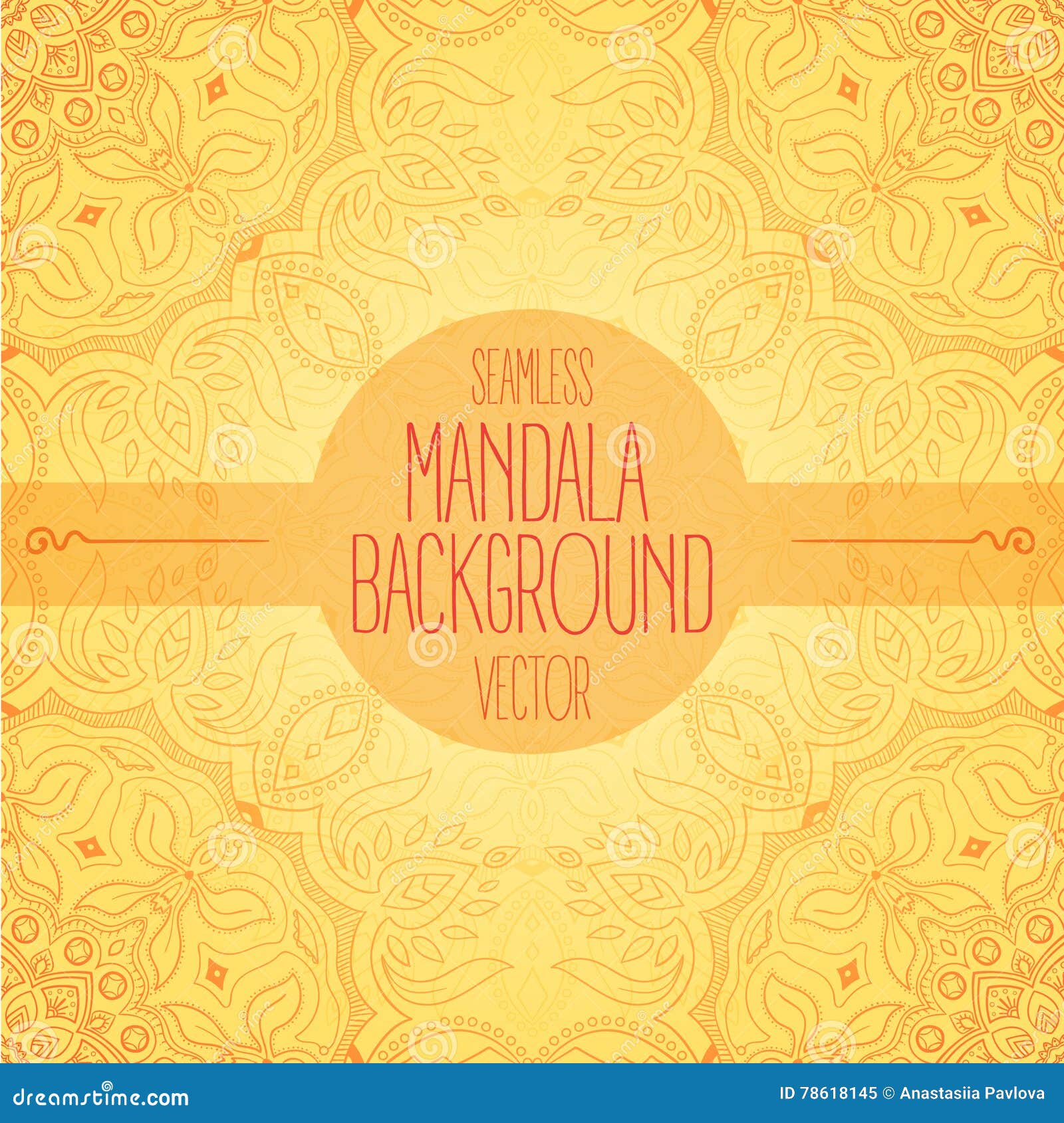 Seamless Orange Mandala Vector Background Stock Vector - Illustration ...