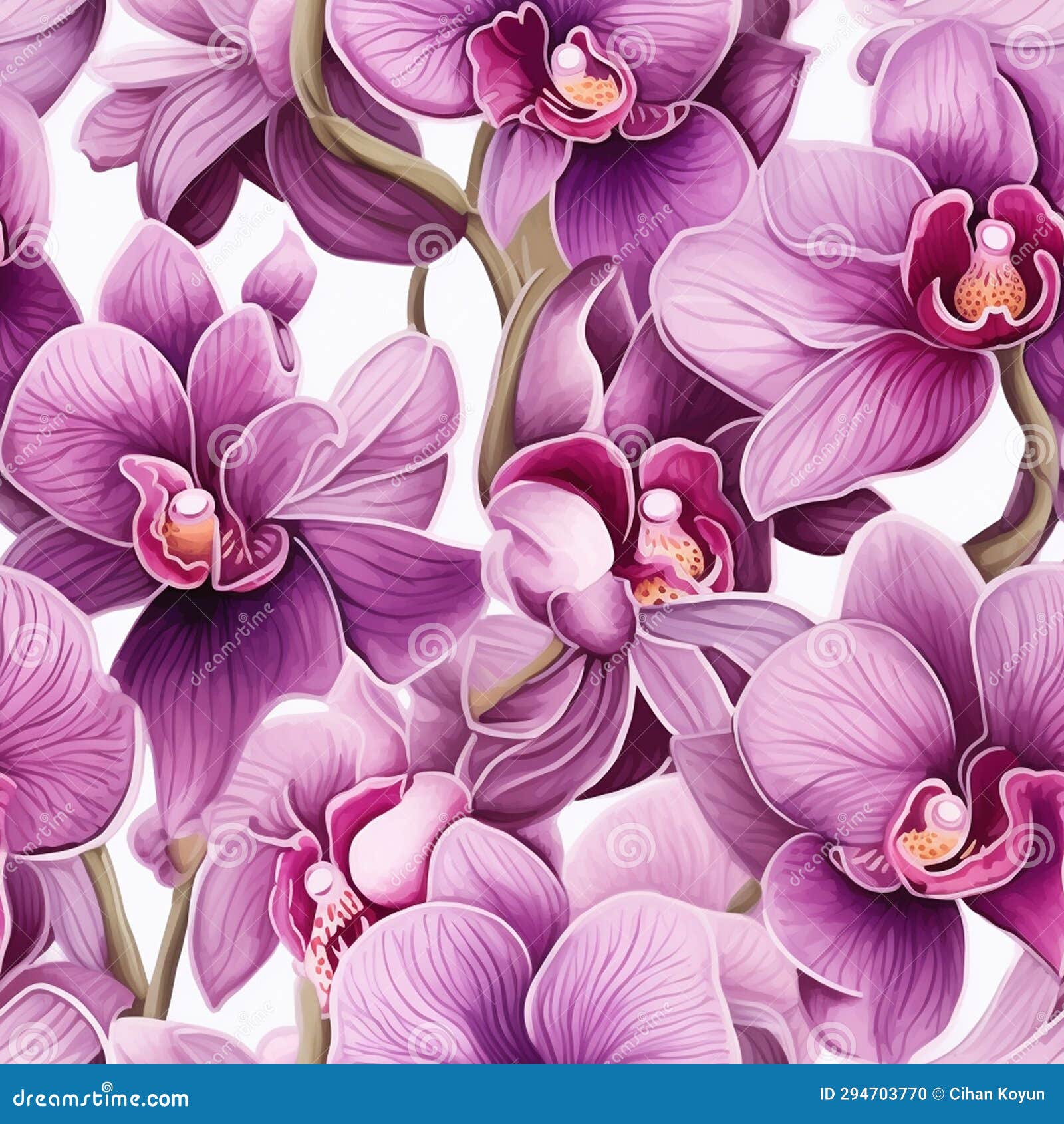 Seamless orchid design stock illustration. Illustration of pattern ...