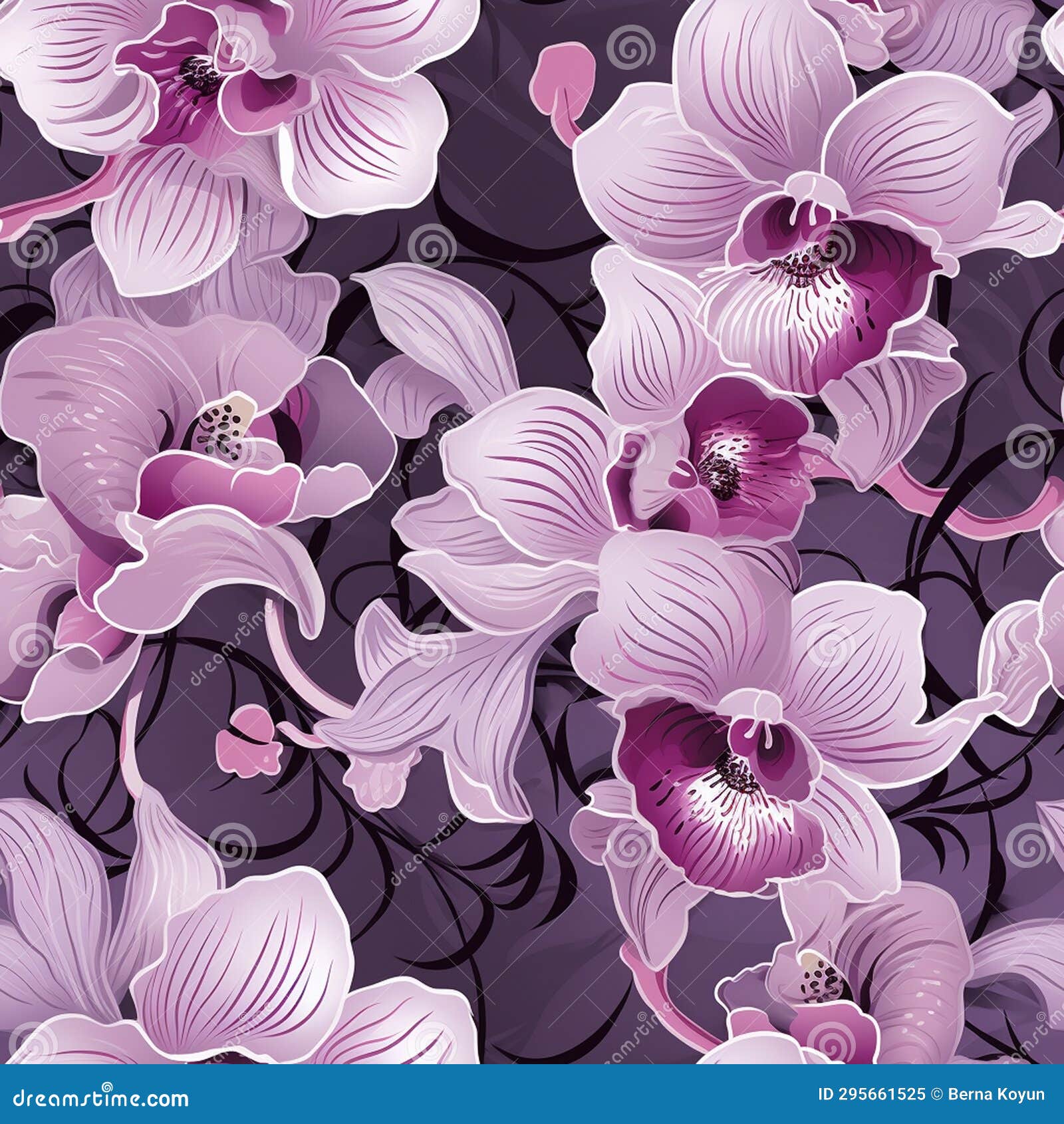 Seamless orchid design stock illustration. Illustration of petal ...