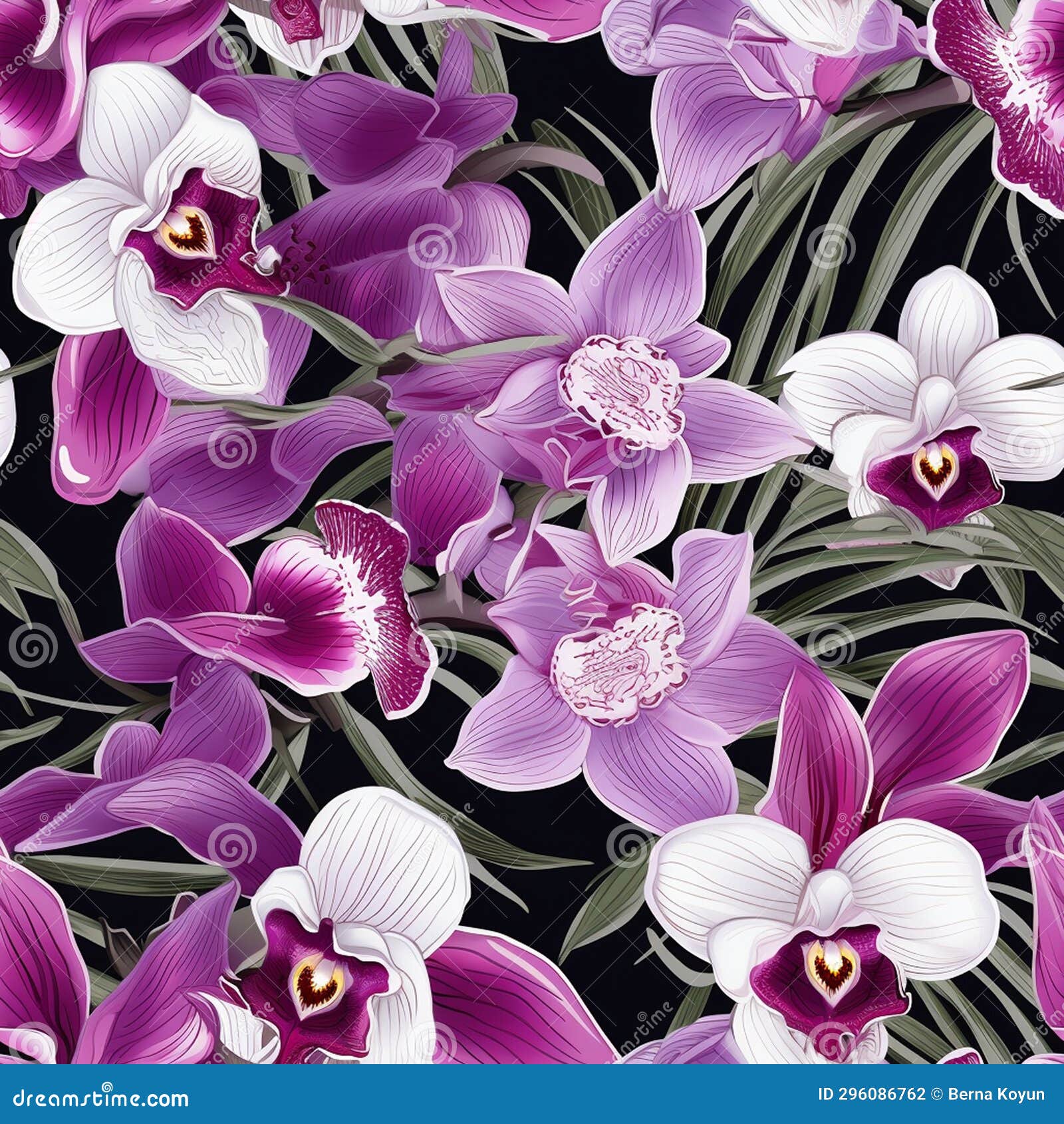 Seamless orchid design stock illustration. Illustration of petal ...