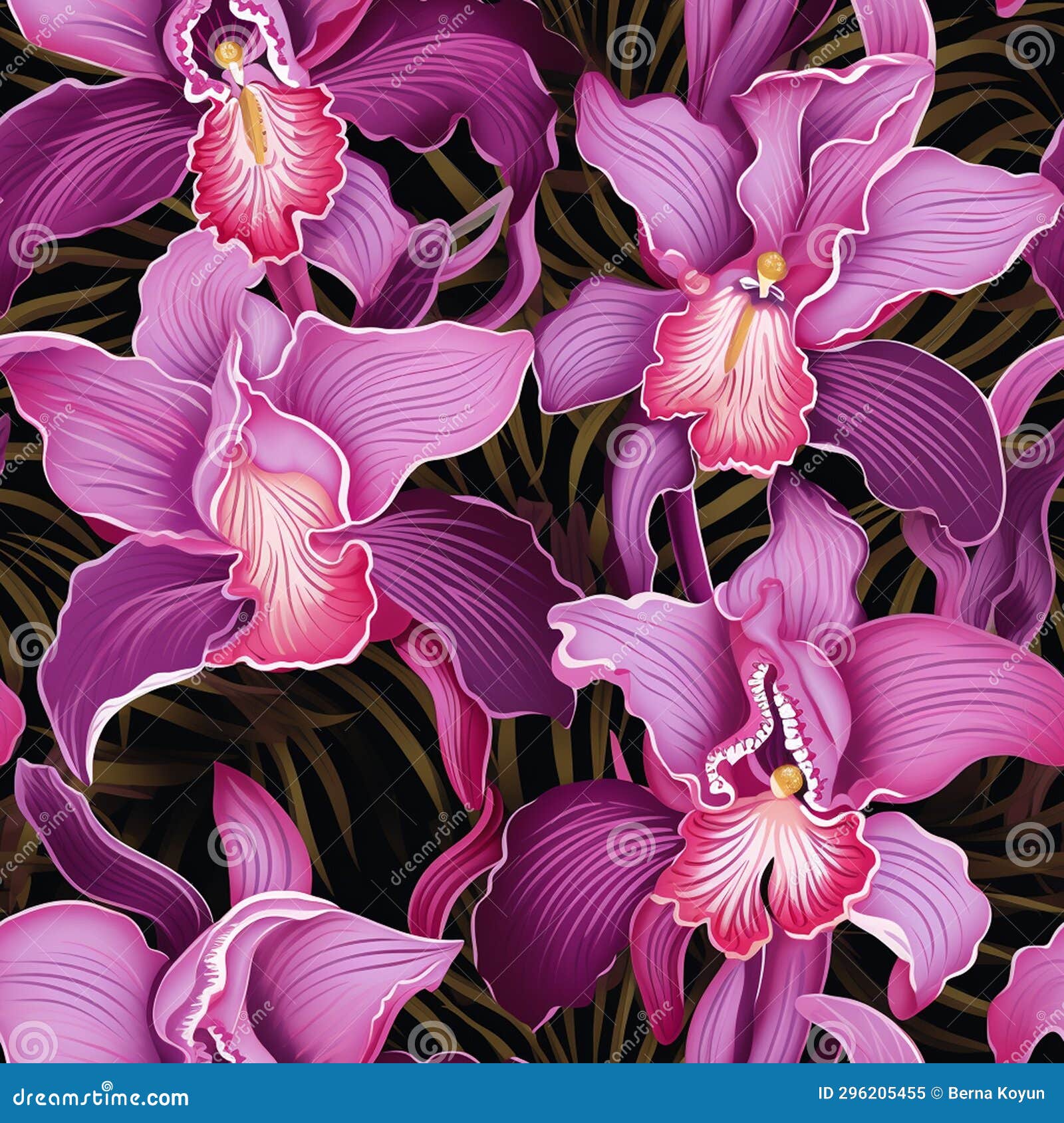 Seamless Orchid Pattern for Packaging Stock Illustration - Illustration ...