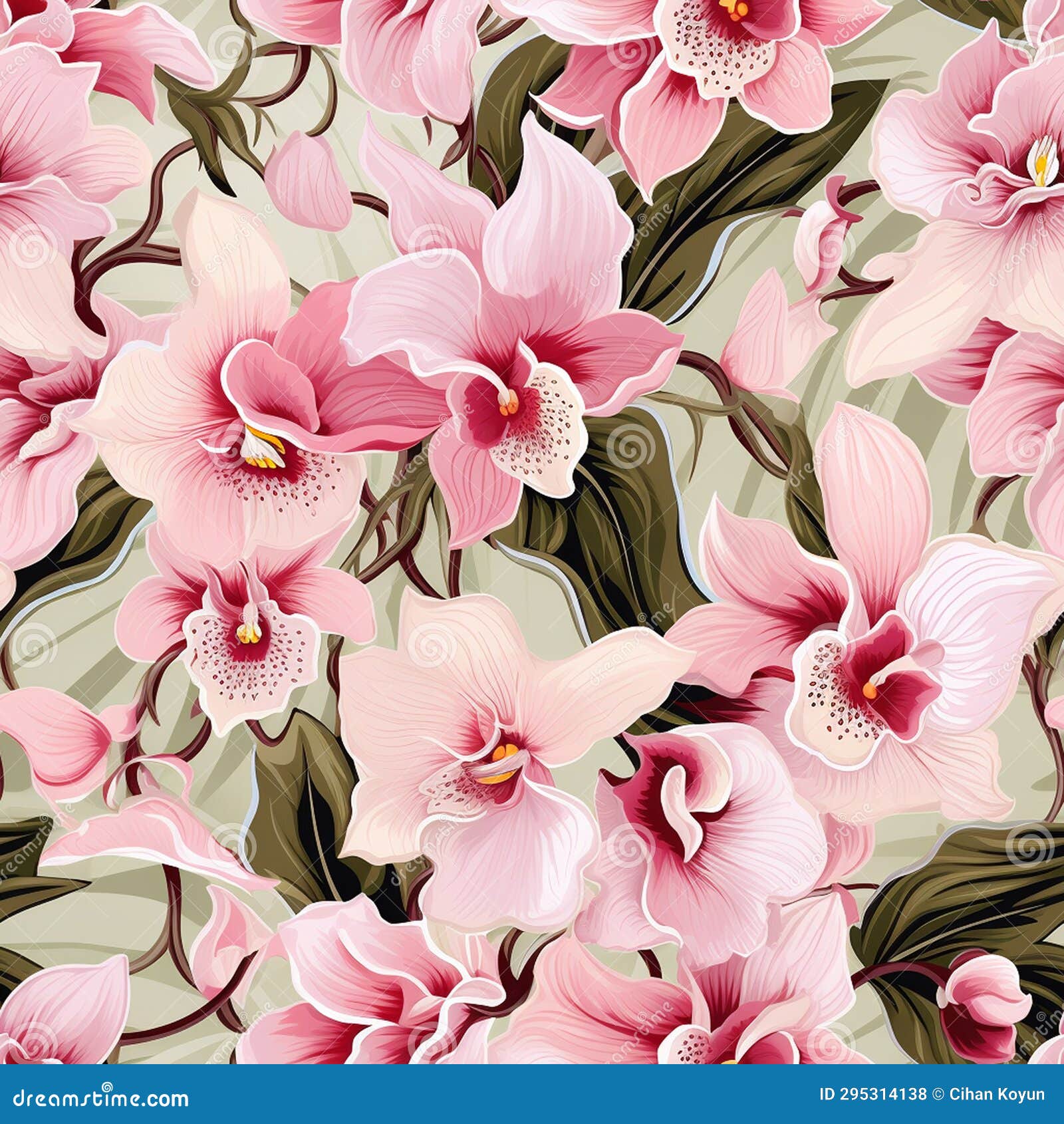 Seamless Orchid Pattern for Packaging Mockup Stock Illustration ...