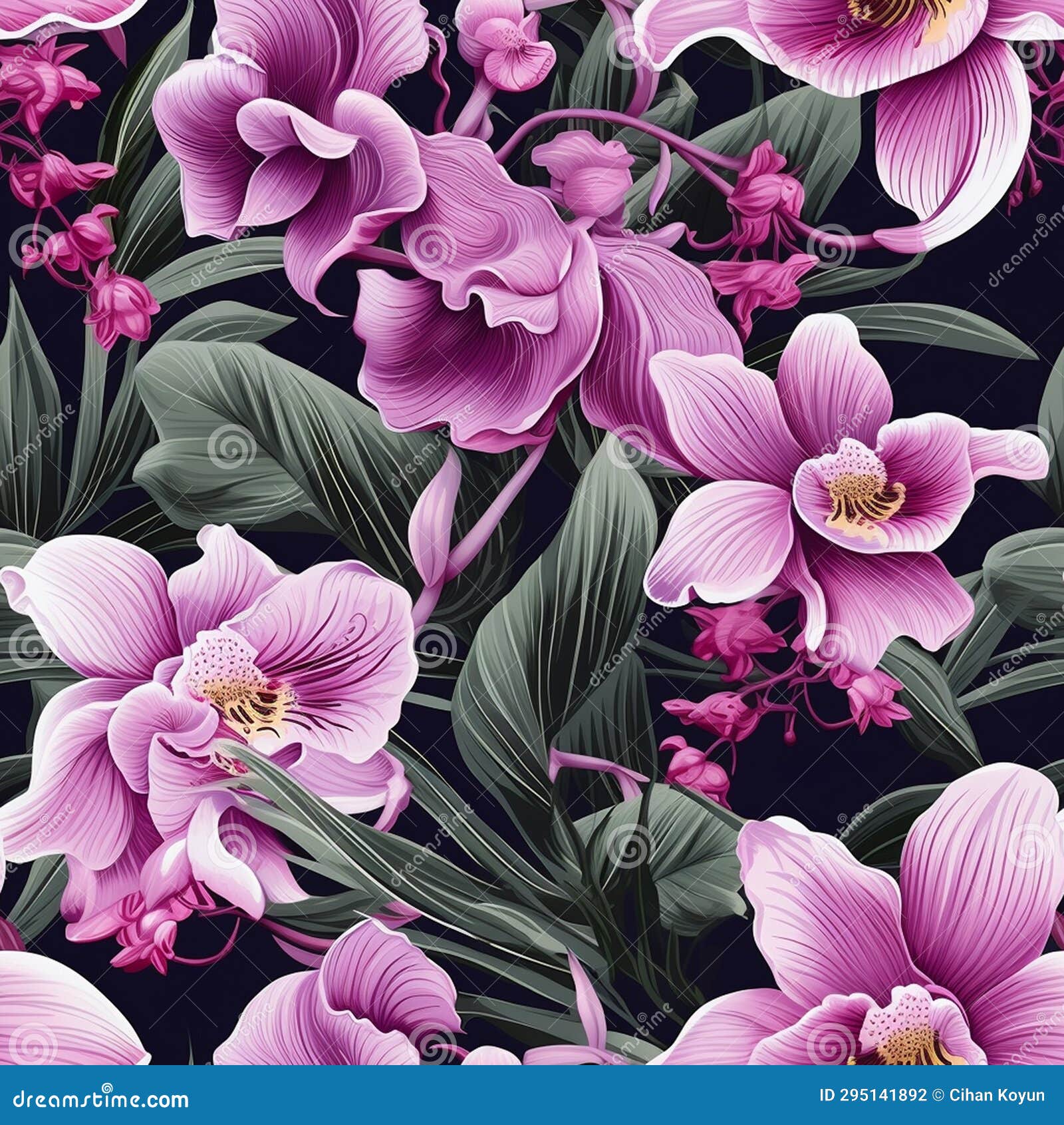 Seamless Orchid Pattern for Textile Design Stock Illustration ...