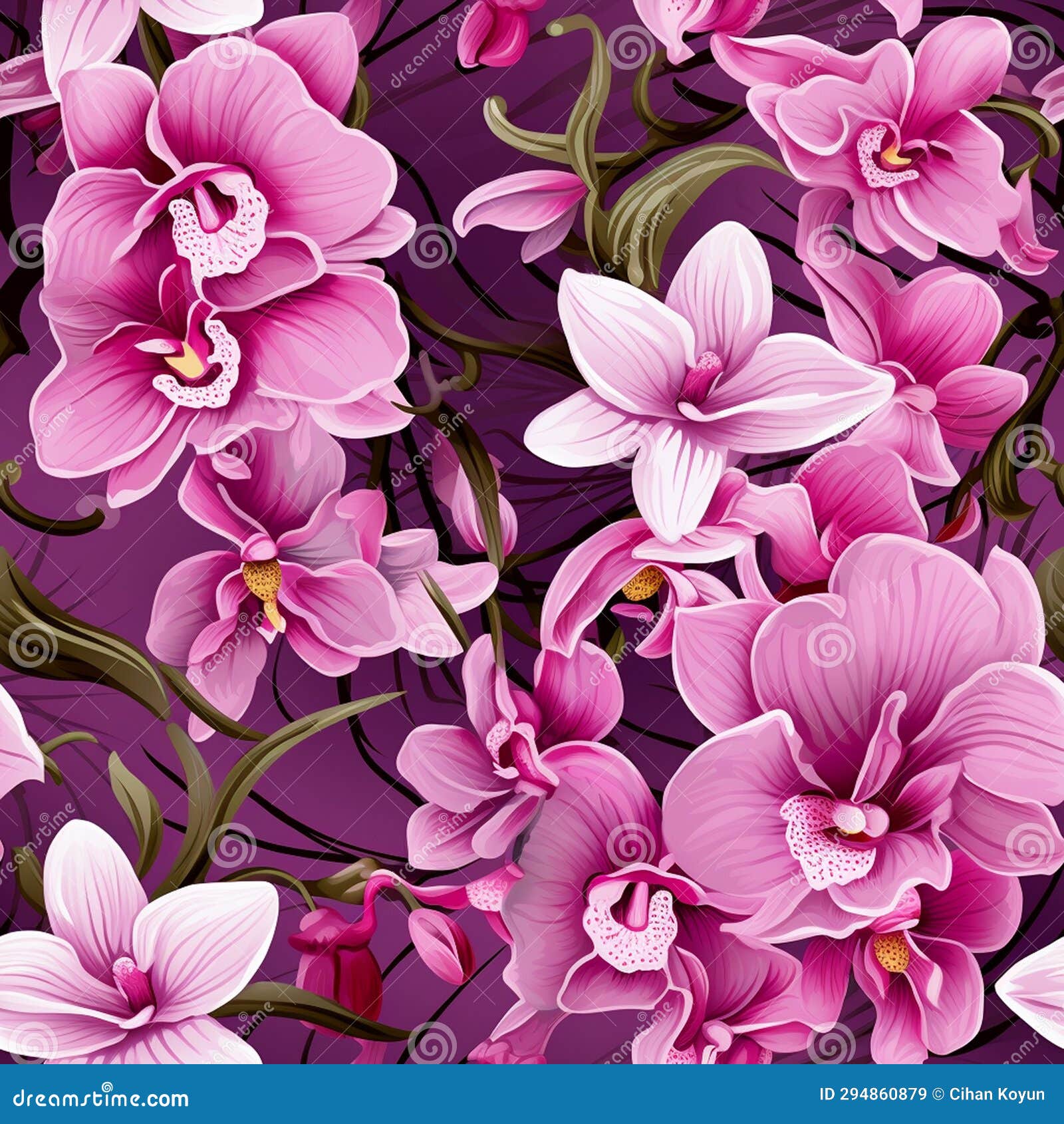 Seamless Orchid Pattern for a Versatile and Easy-to-use Design Stock ...