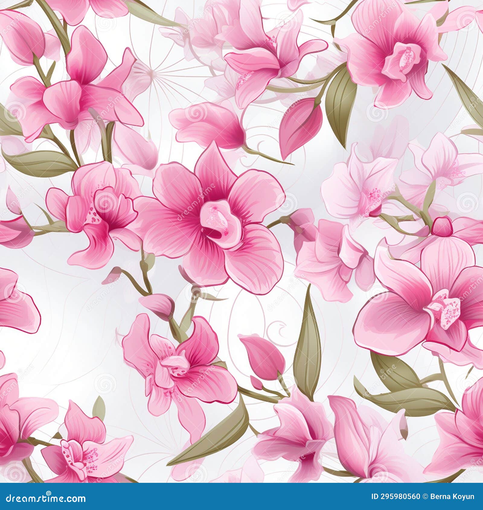 Seamless Orchid Pattern for Wallpaper Mural Stock Illustration ...