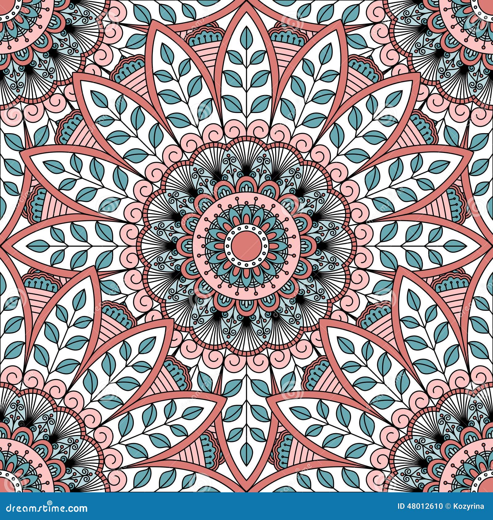 Seamless oriental pattern. stock vector. Illustration of motif - 48012610