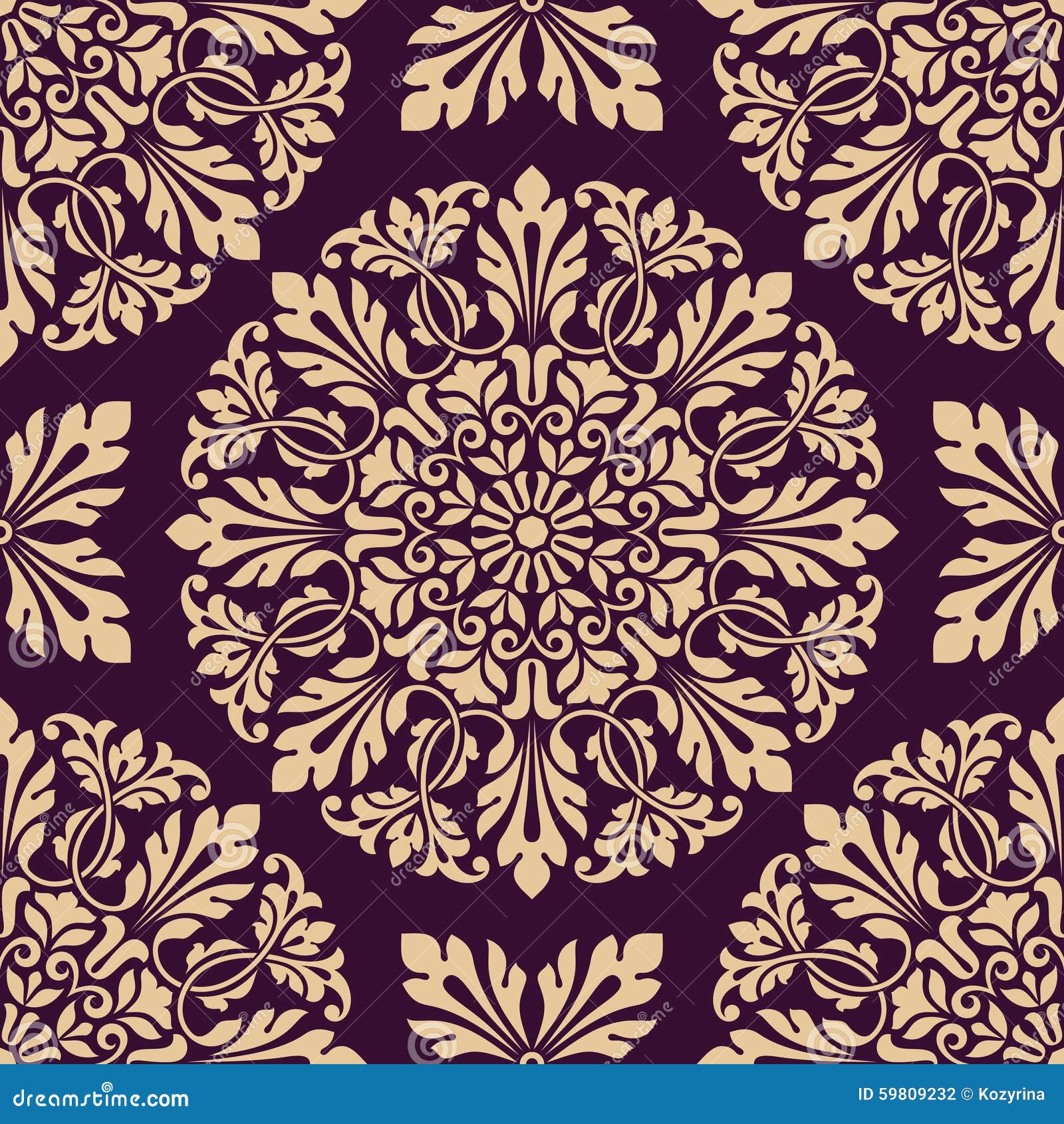 Seamless oriental pattern stock vector. Illustration of frame - 59809232