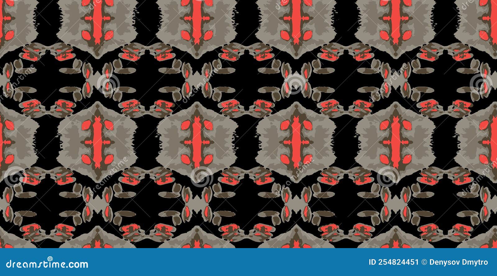 Seamless Ornament with Black and Red Patterns. Vector Graphics Stock ...