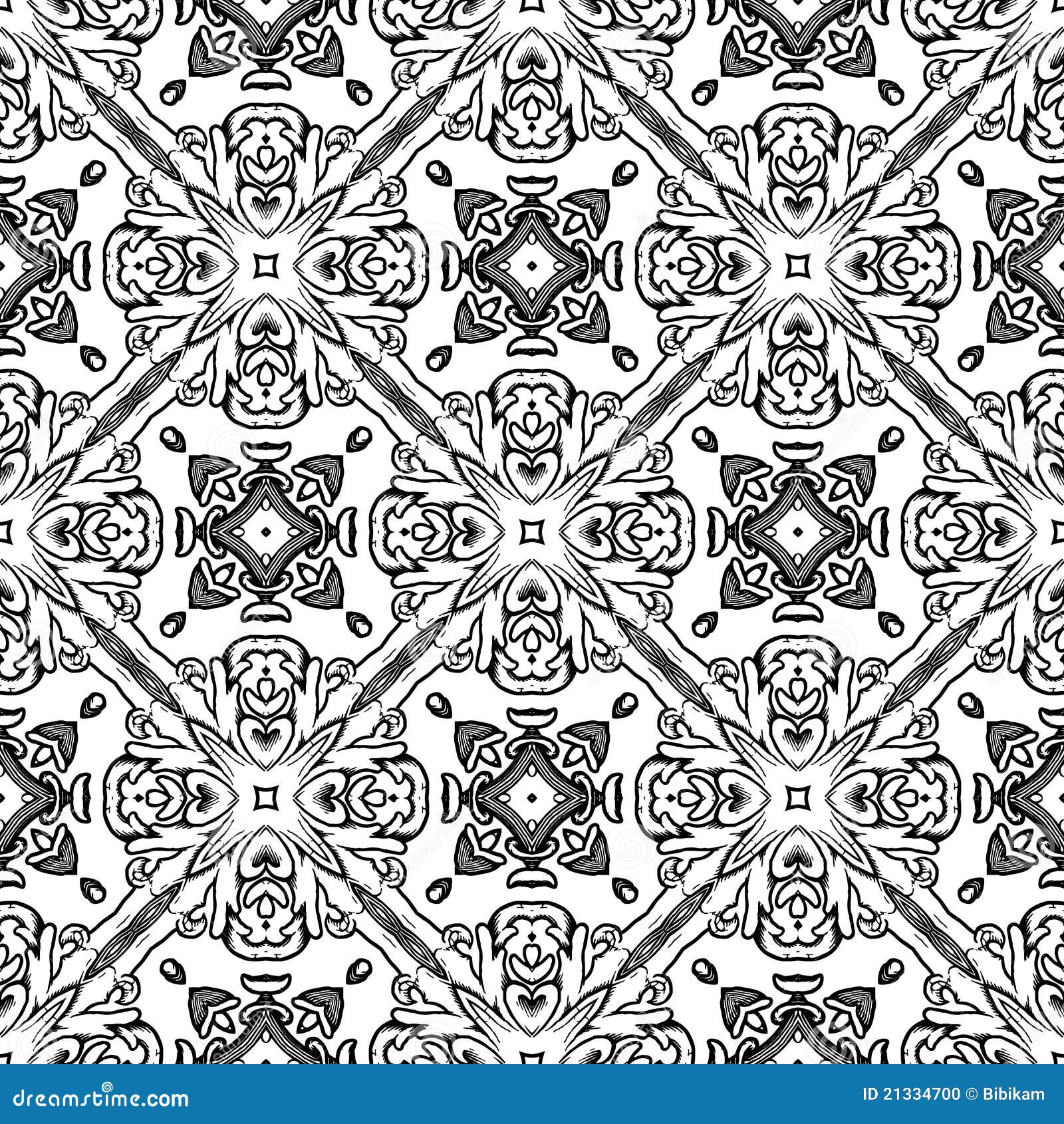 Seamless Ornamental Drawing Pattern Stock Illustration - Illustration ...