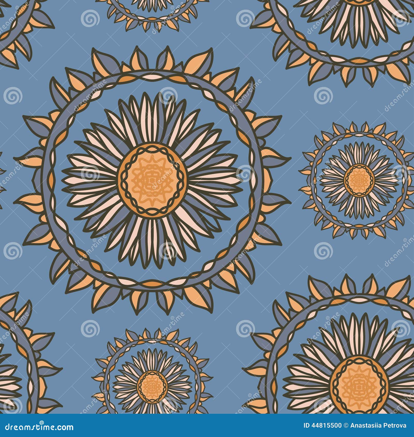 Seamless Ornamental Floral Pattern Stock Vector - Illustration of four ...