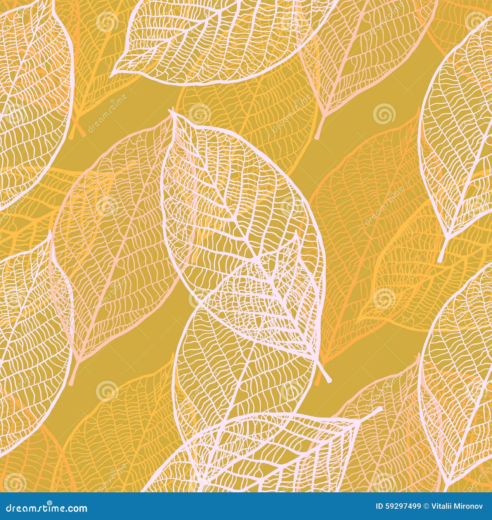 Seamless Ornamental Pattern with Leaves Stock Vector - Illustration of ...