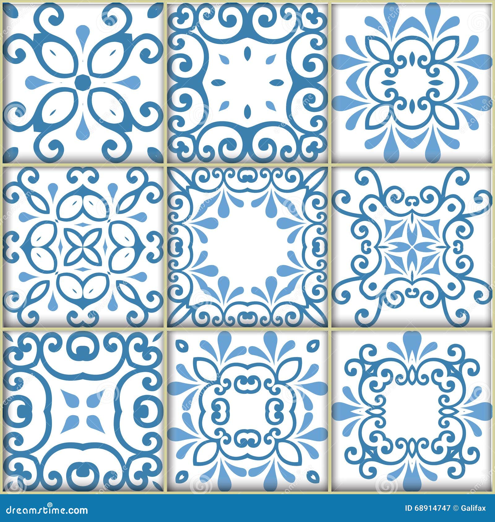 Seamless Ornamental Tile Backgrounds Stock Vector - Illustration of ornamental, portuguese: 68914747