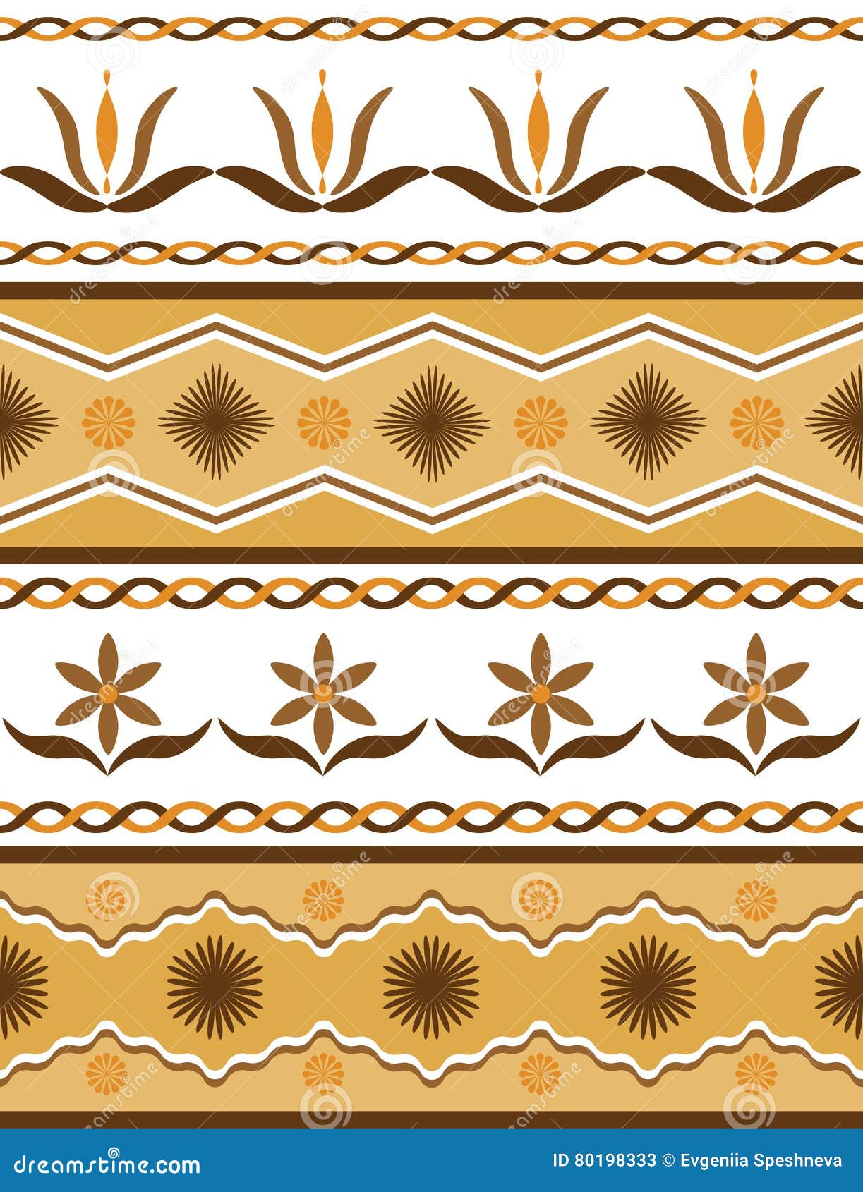 Seamless Ornaments with Floral Motif. Vector Illustration. Stock Vector ...