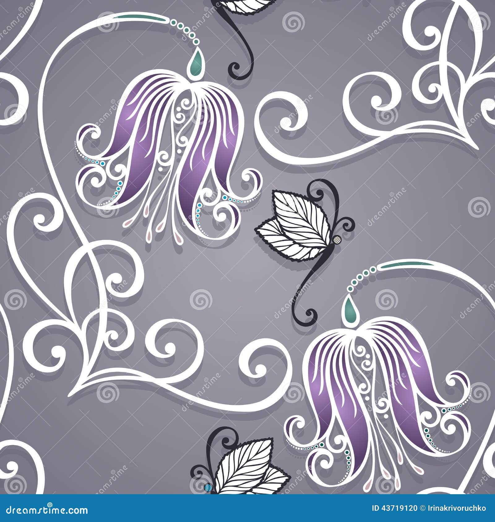 Seamless Ornate Floral Pattern with Butterflies Stock Vector ...