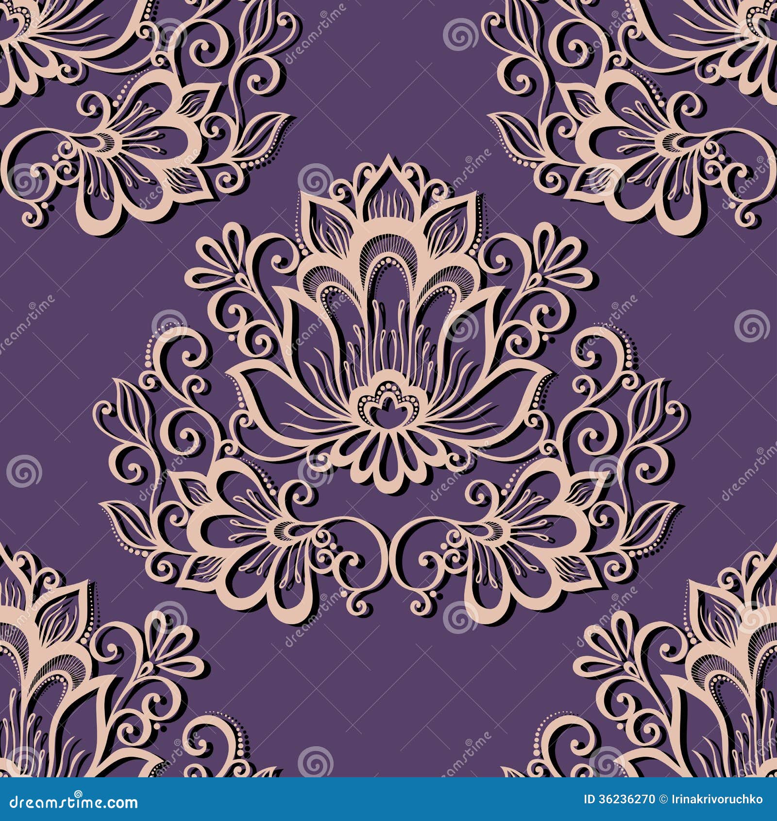 Seamless Ornate Floral Pattern Stock Vector - Illustration of card ...