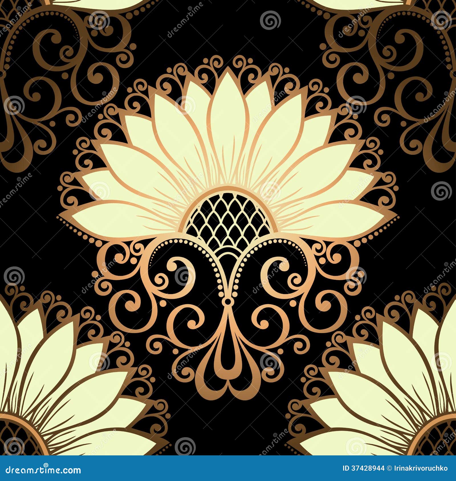 Seamless Ornate Floral Pattern Stock Vector - Illustration of gradient ...