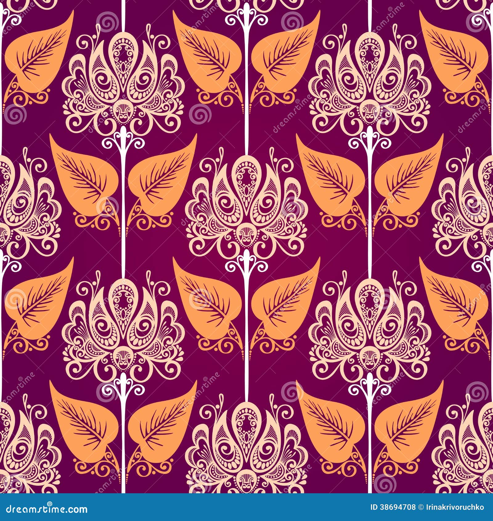 Seamless Ornate Floral Pattern Stock Vector - Illustration of scrapbook ...