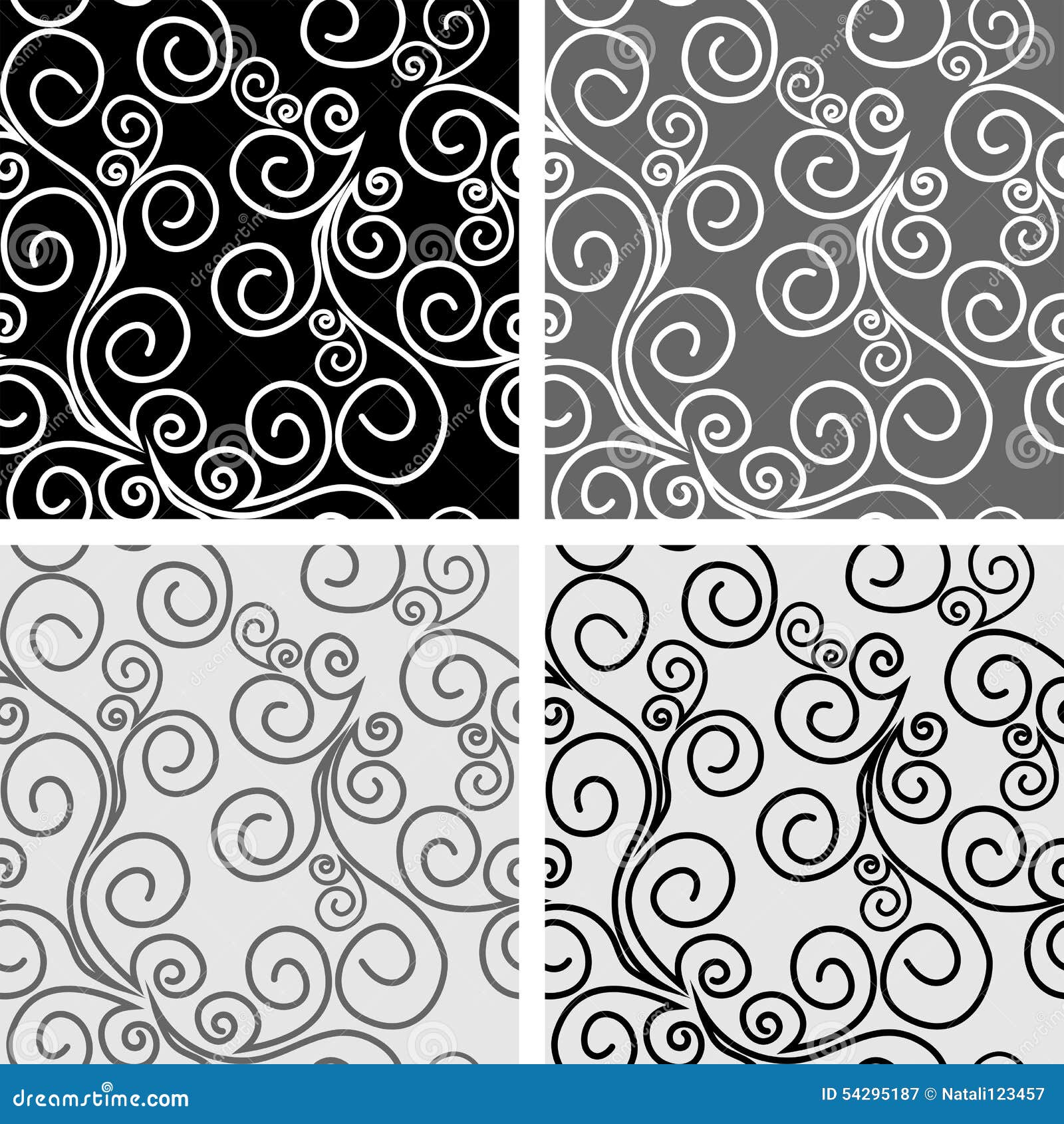 Seamless Ornate Patterns with Swirls - Set Stock Vector - Illustration ...
