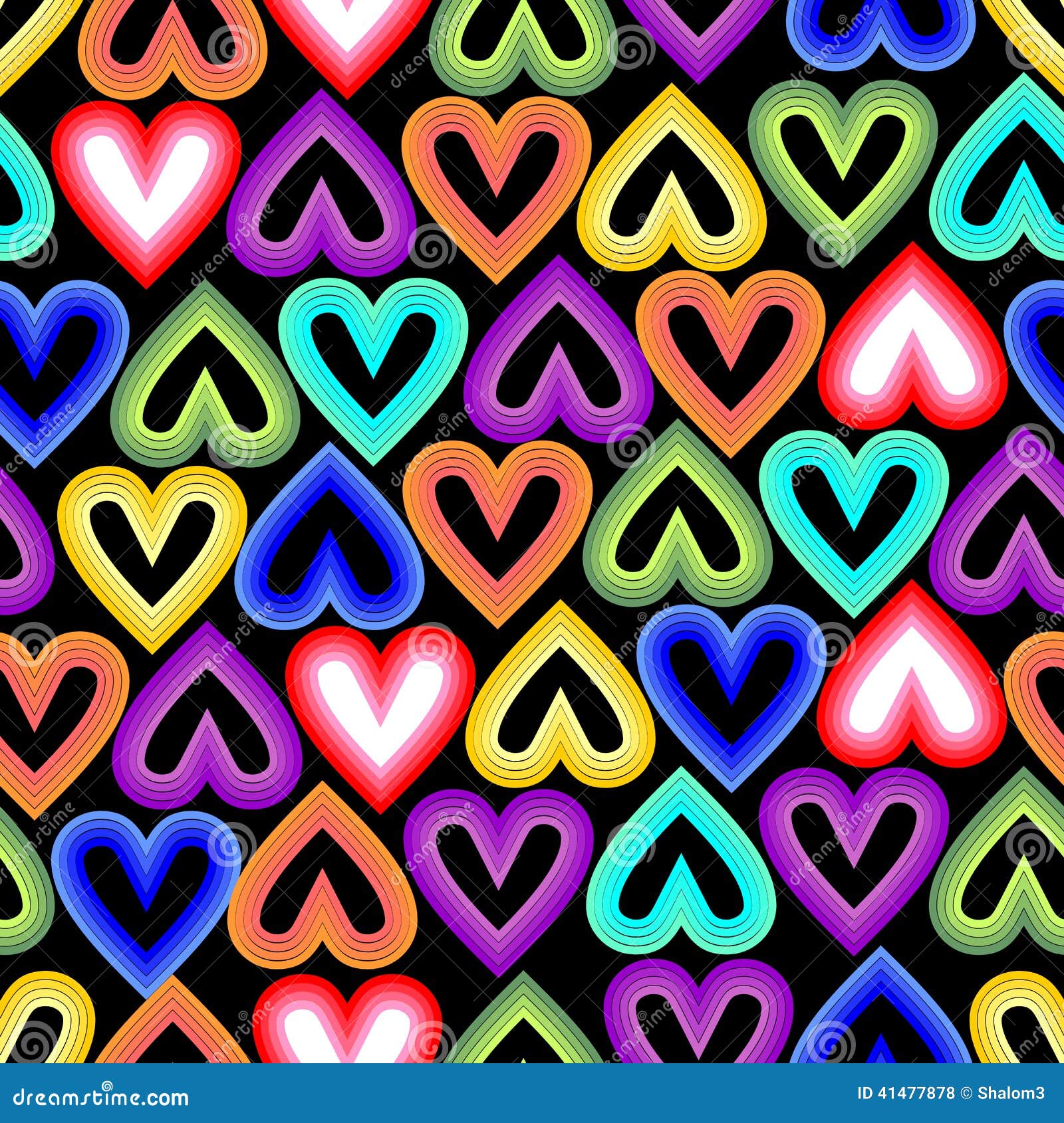 Seamless Outline Background with Rainbow Hearts Stock Vector ...