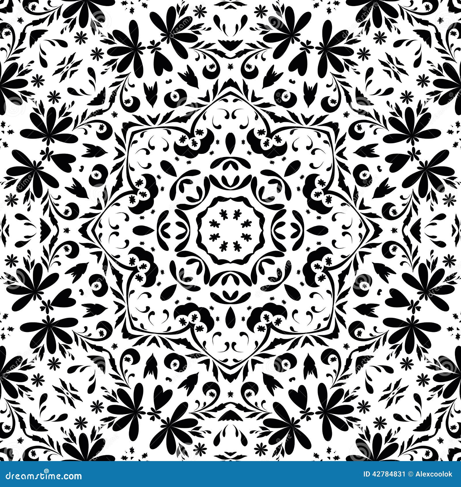 Seamless Outline Floral Pattern Stock Vector - Illustration of repeat ...