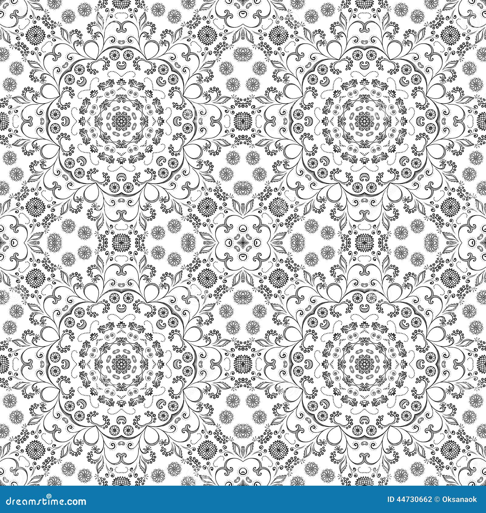 Seamless Outline Floral Pattern Stock Vector - Illustration of cutout ...