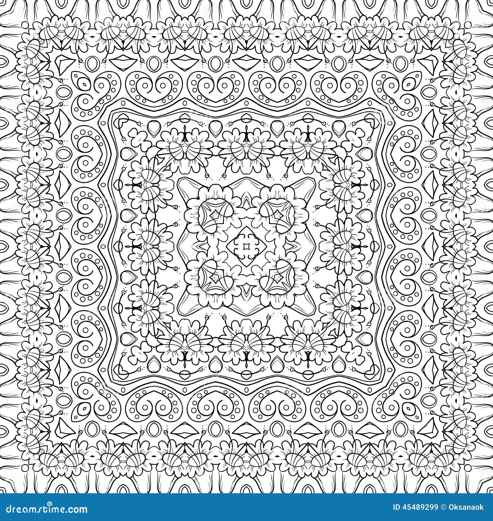 Seamless Outline Floral Pattern Stock Vector - Illustration of frame ...