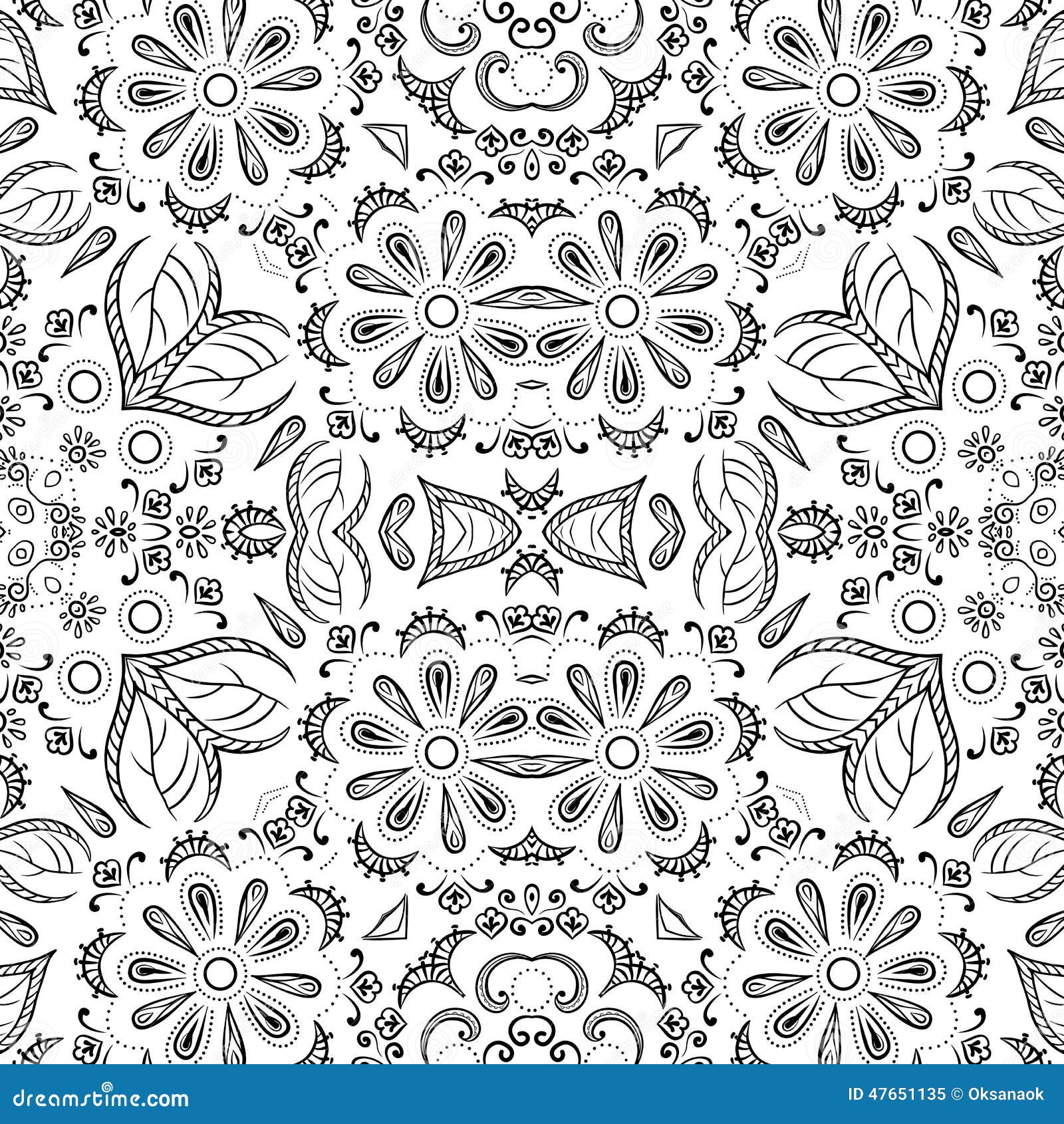 Seamless Outline Floral Pattern Stock Vector Illustration Of Flower