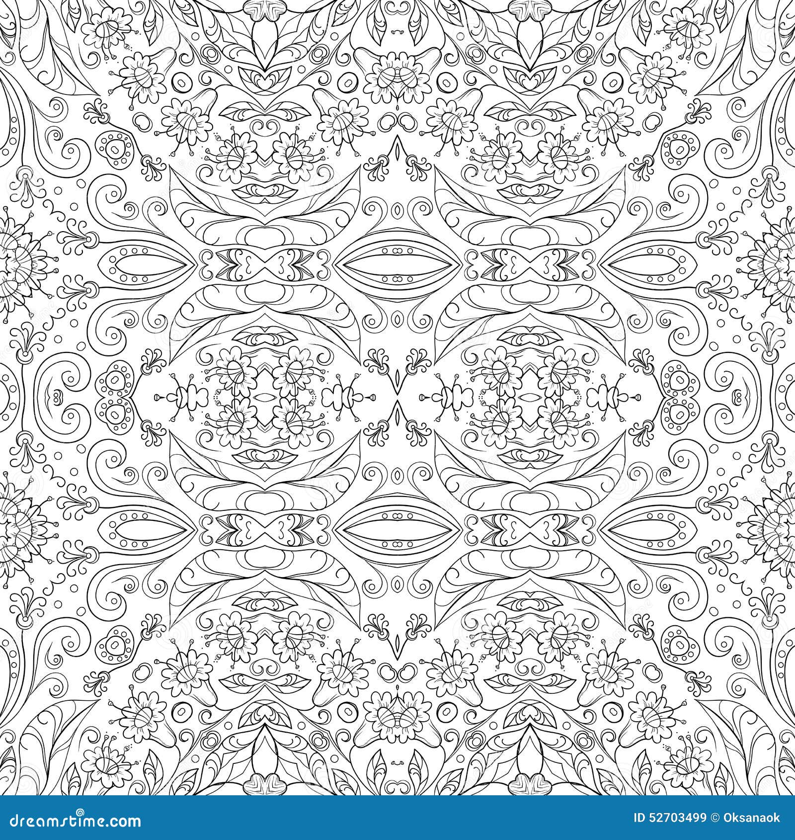 Seamless Outline Floral Pattern Stock Vector - Illustration of element ...