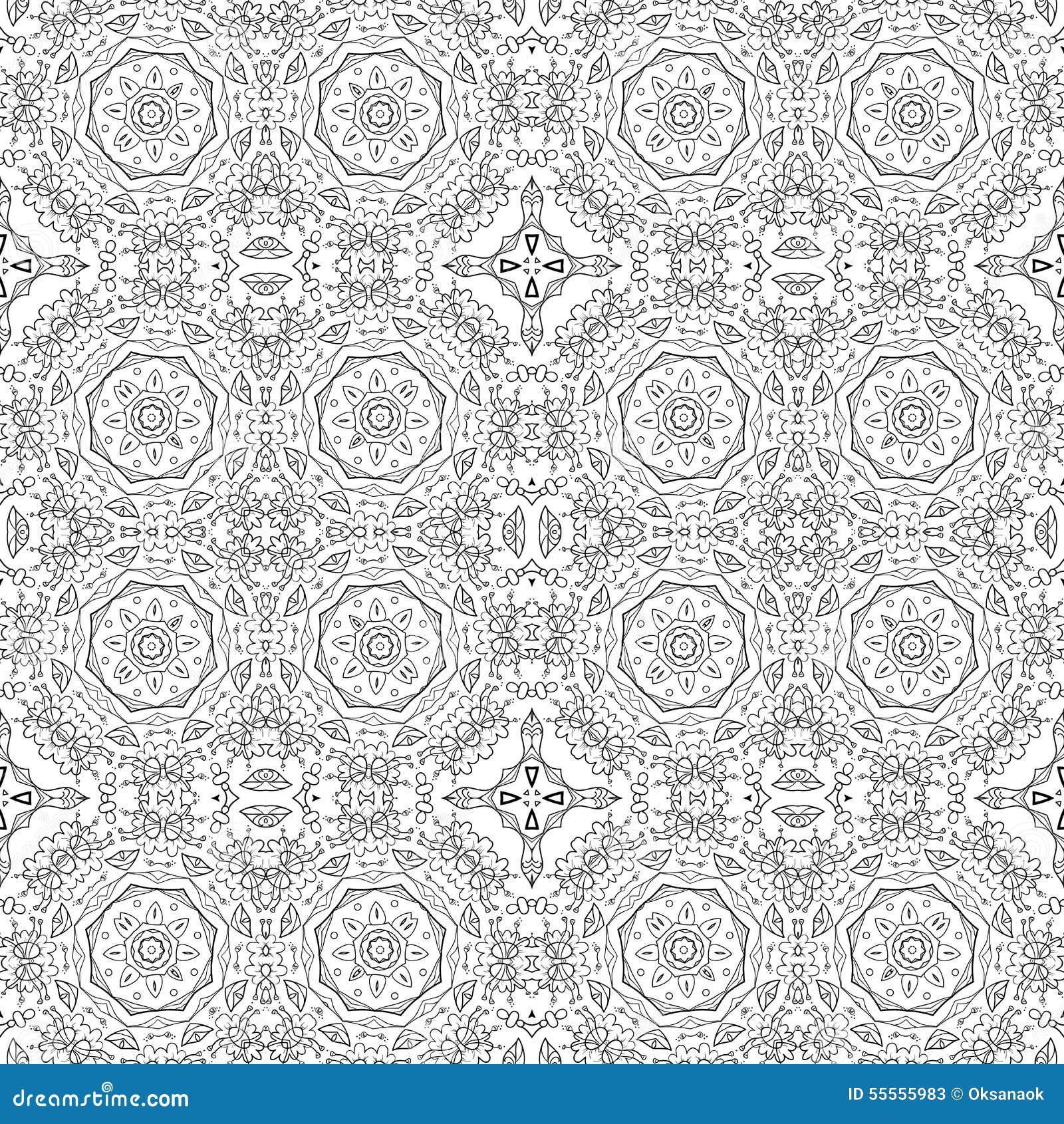 Seamless Outline Floral Pattern Stock Vector - Illustration of contour ...
