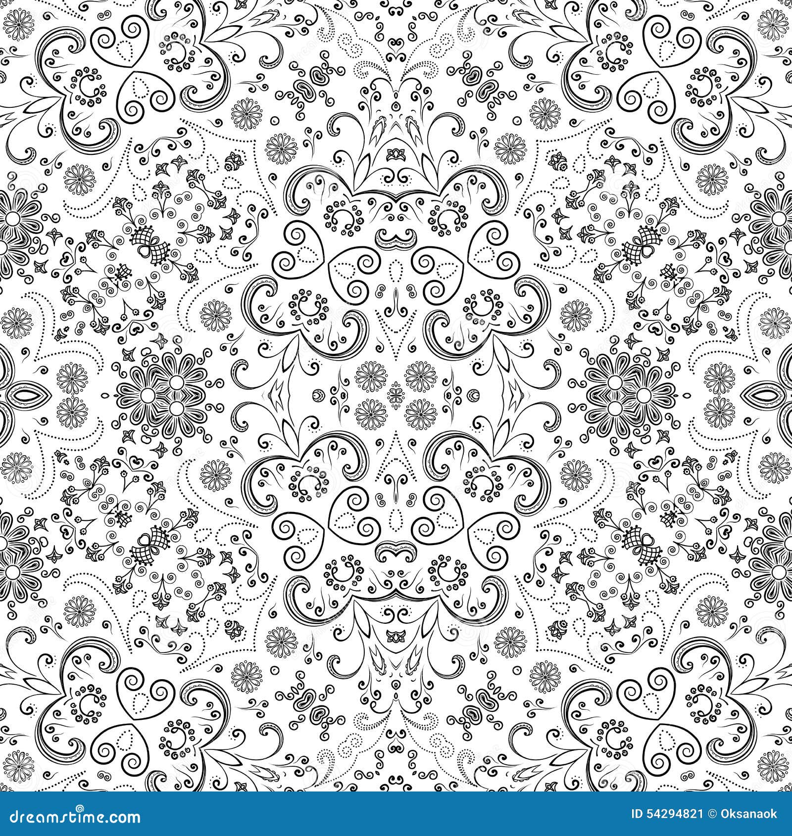 Seamless Outline Floral Pattern Stock Vector - Illustration of fashion ...