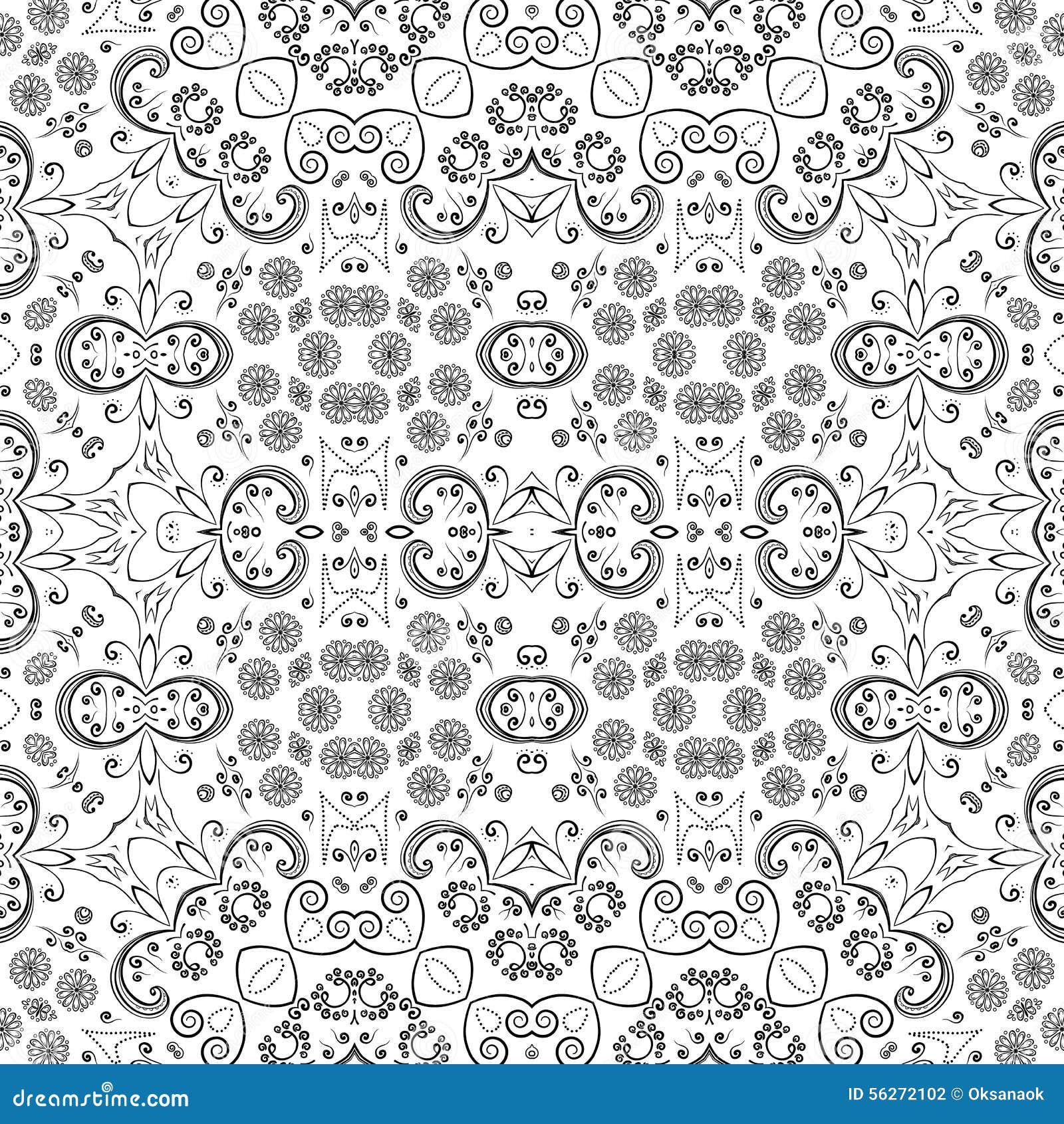 Seamless Outline Floral Pattern Stock Vector - Illustration of graphic ...