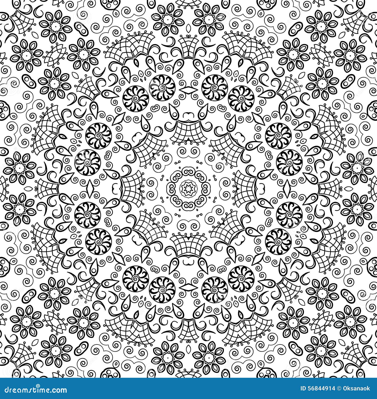 Seamless Outline Floral Pattern Stock Vector - Illustration of fabric ...
