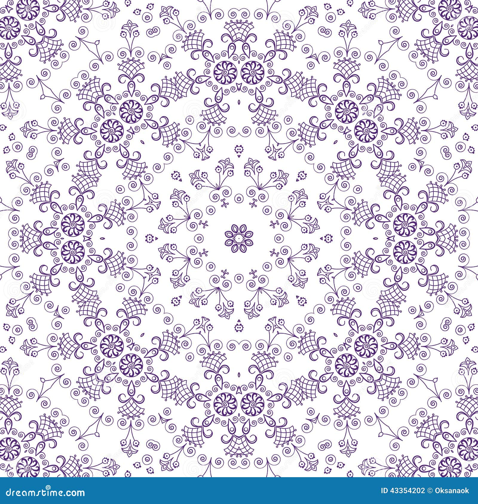 Seamless Outline Floral Pattern Stock Vector - Illustration of curve ...