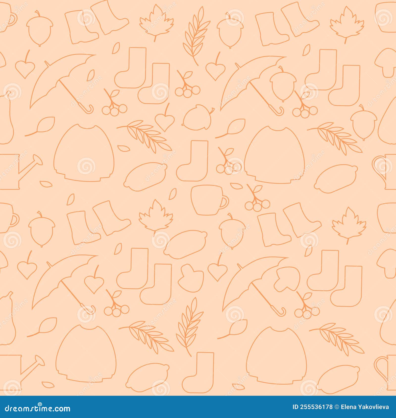 Seamless Outline of Light Autumn Pattern. Vector Illustration Stock ...