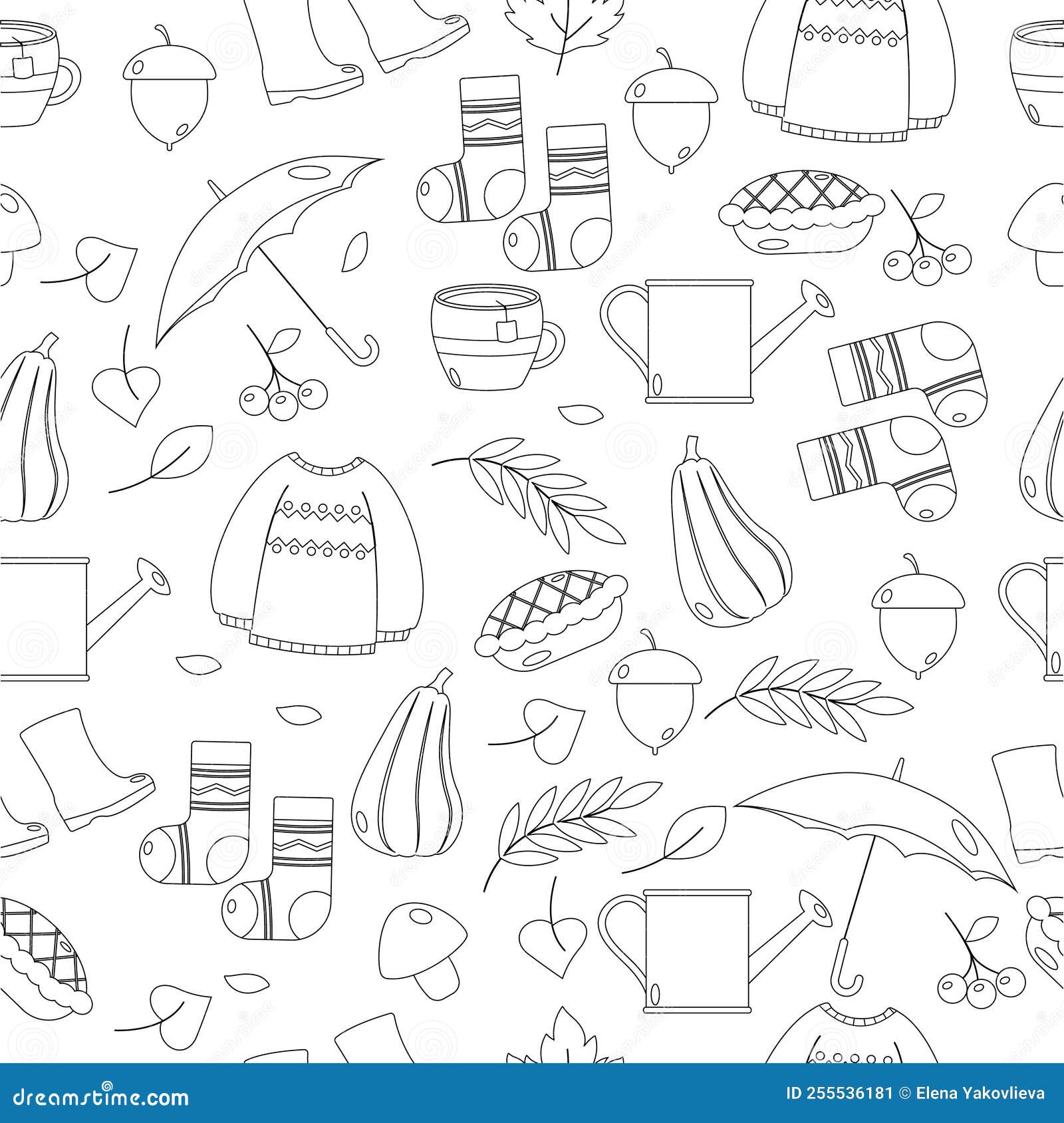 Seamless Outline Pattern of Autumn. Vector Illustration Stock Vector ...