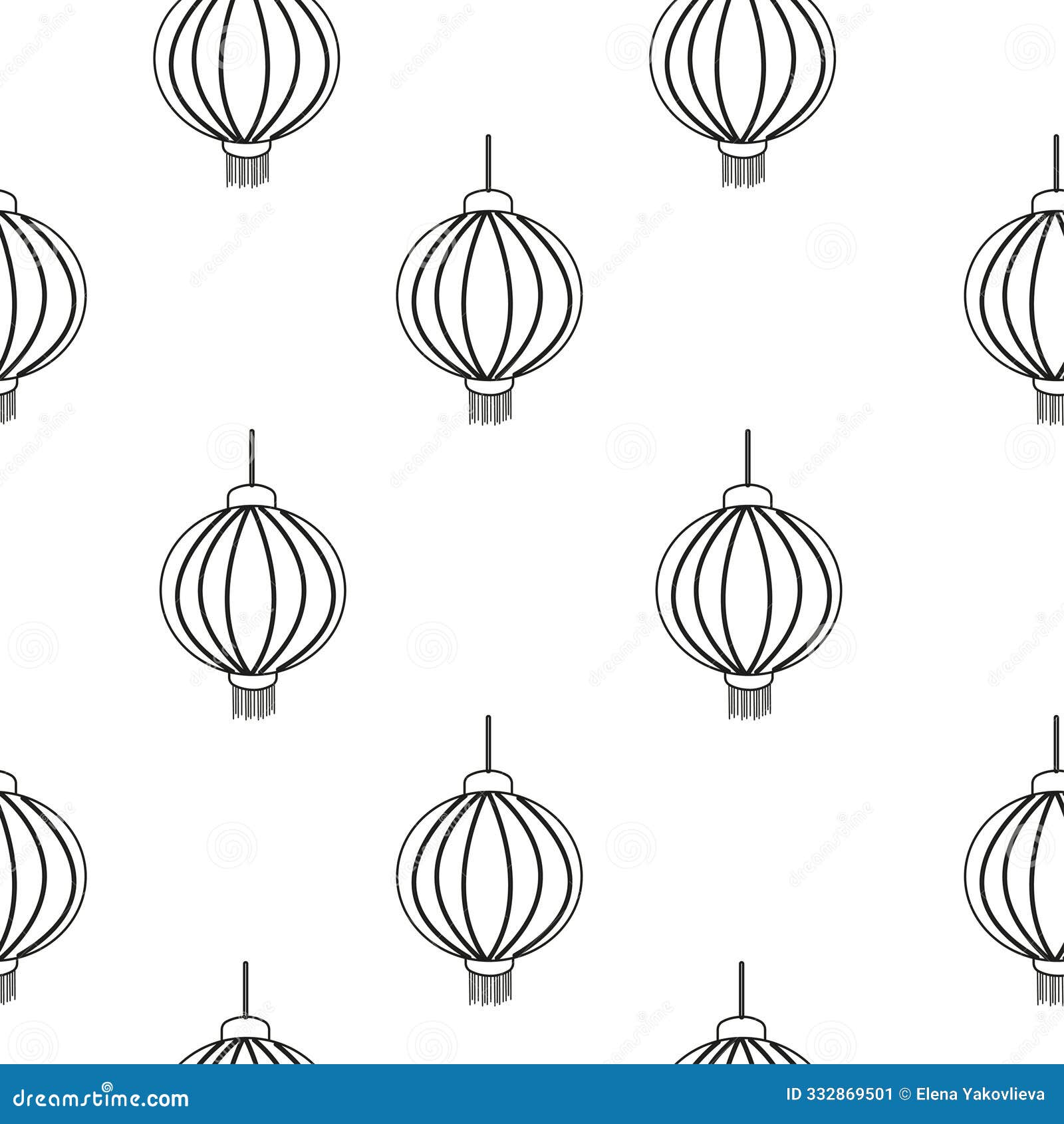 Seamless Outline Pattern Chinese Lantern Stock Illustration ...
