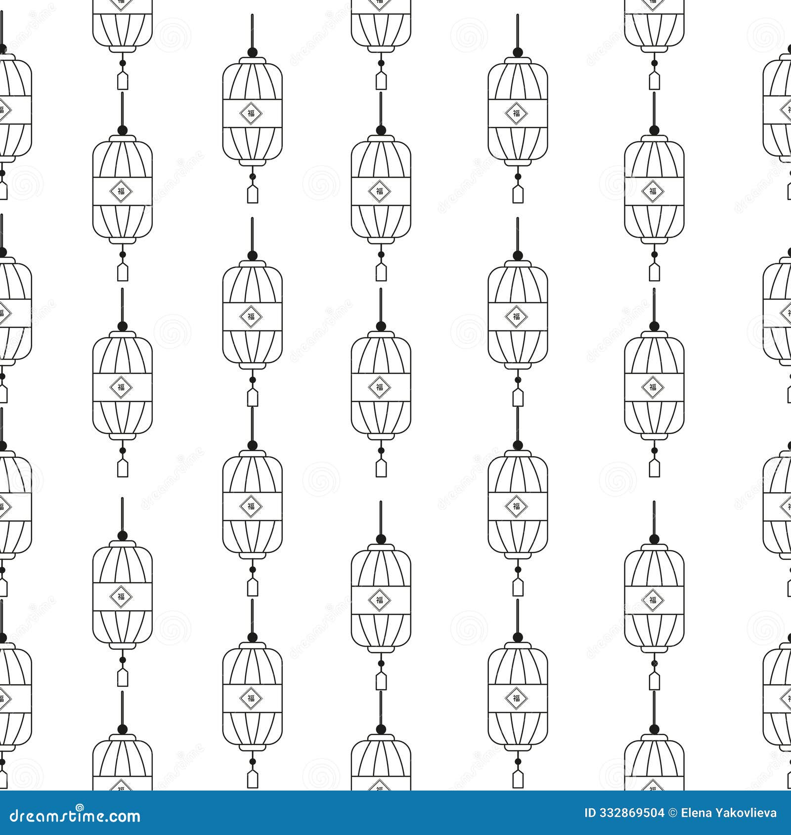 Seamless Outline Pattern Chinese Lanterns Stock Illustration - Illustration of japan, festival ...