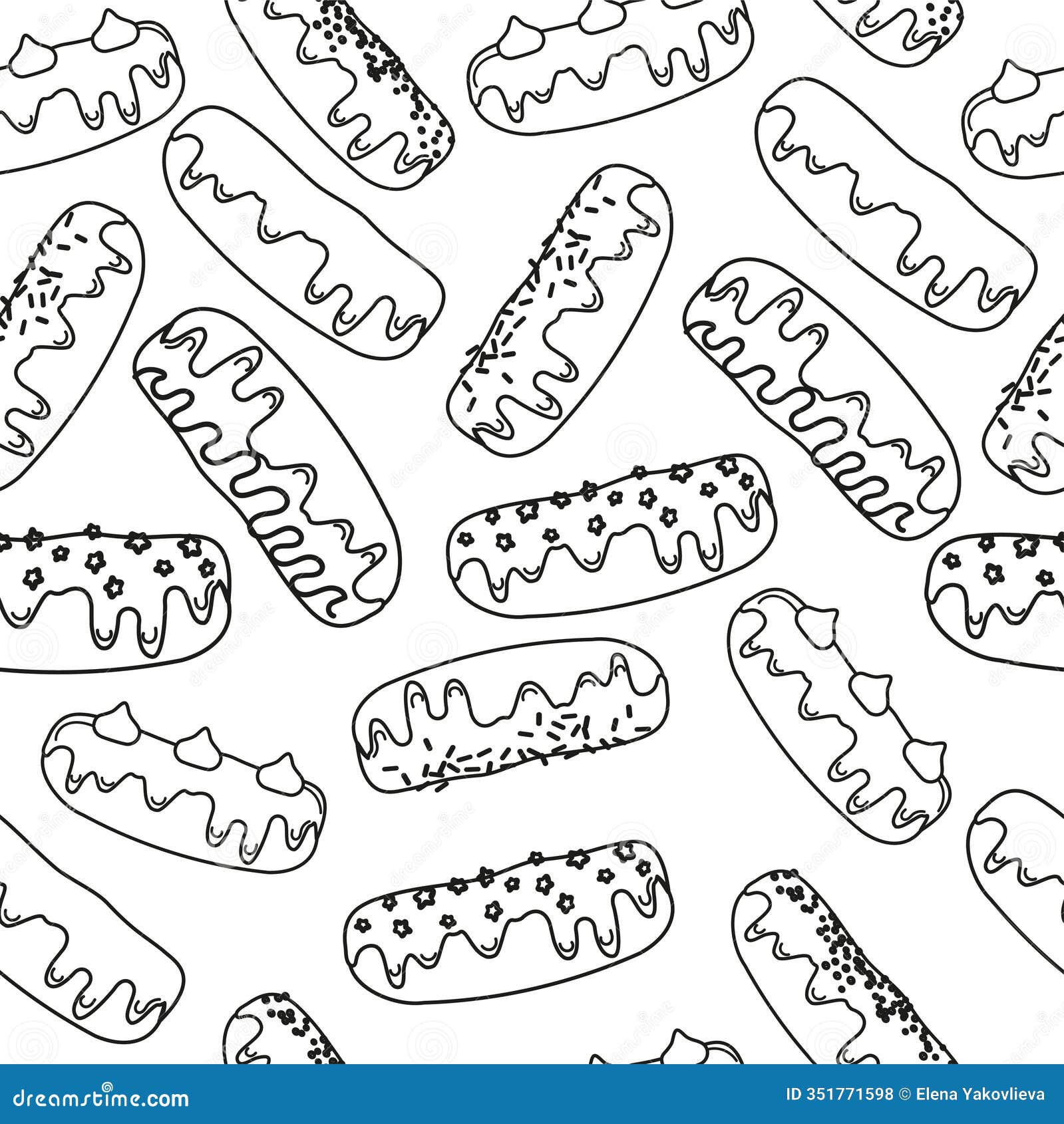 Eclair Hand Drawn Sketch Isolated On White. Vector Illustration Of ...