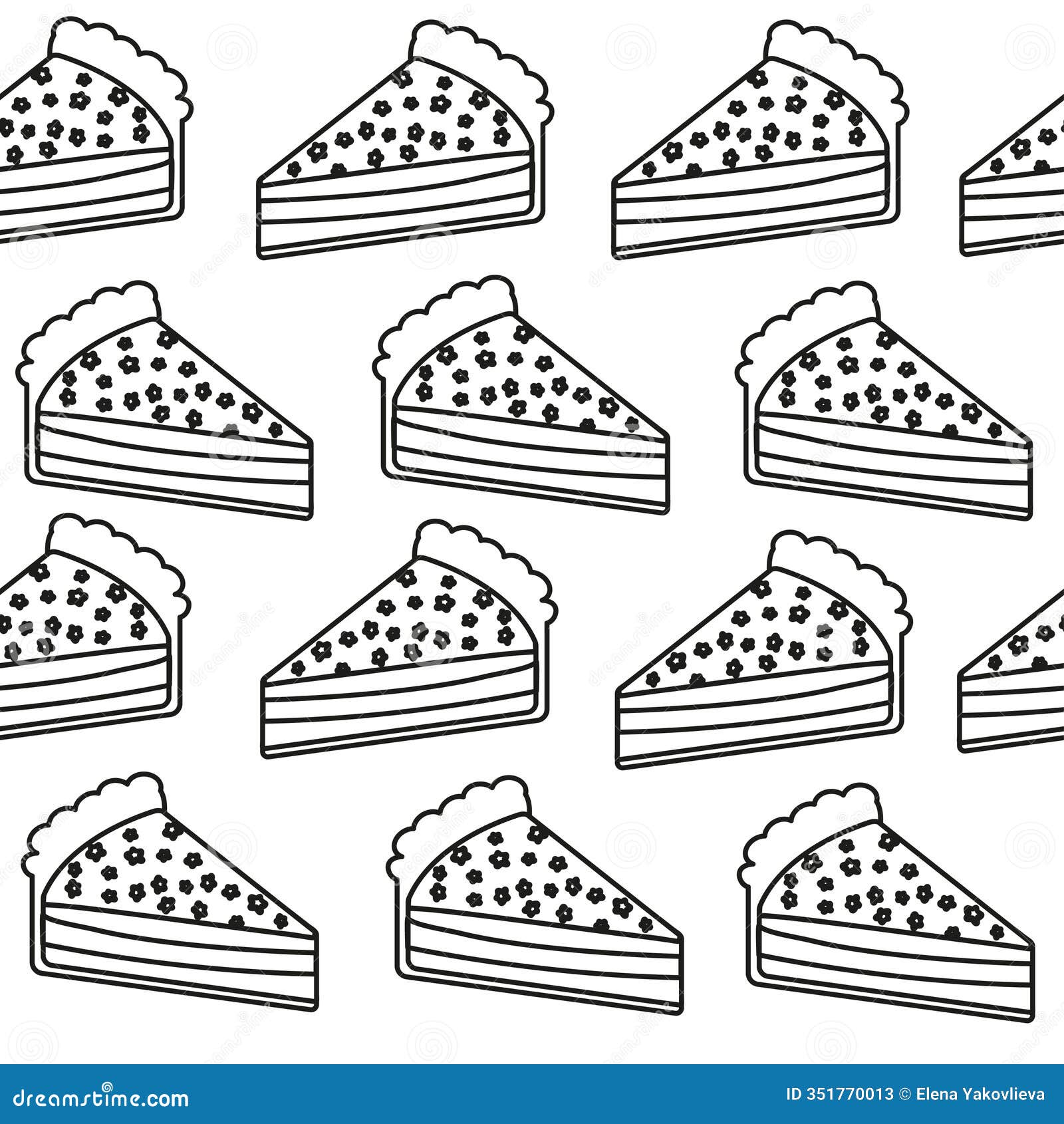 Seamless Outline Pattern of Slices Cakes Hand Drawn Style Stock ...