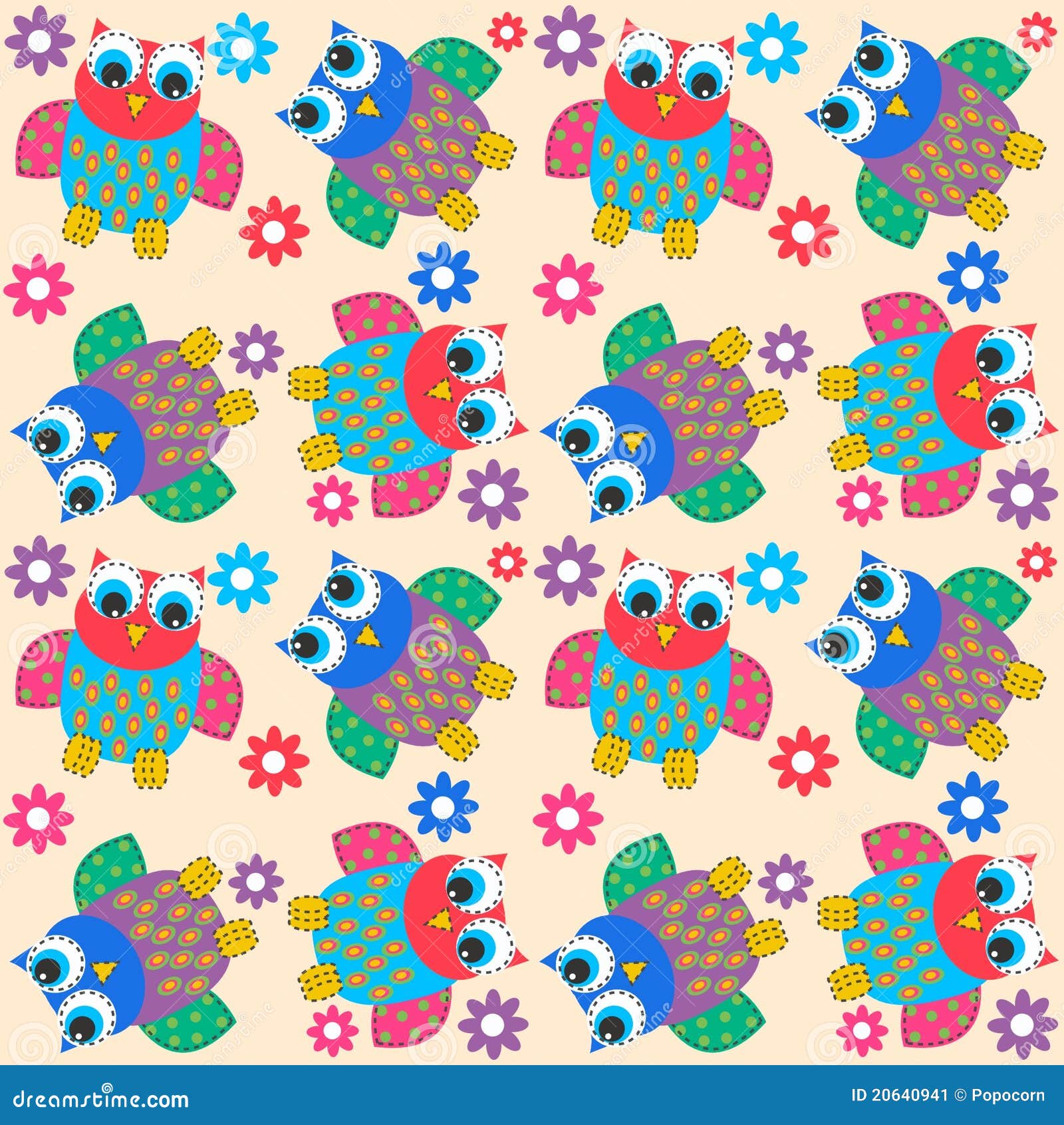 Seamless owl pattern stock vector. Illustration of backdrop - 20640941