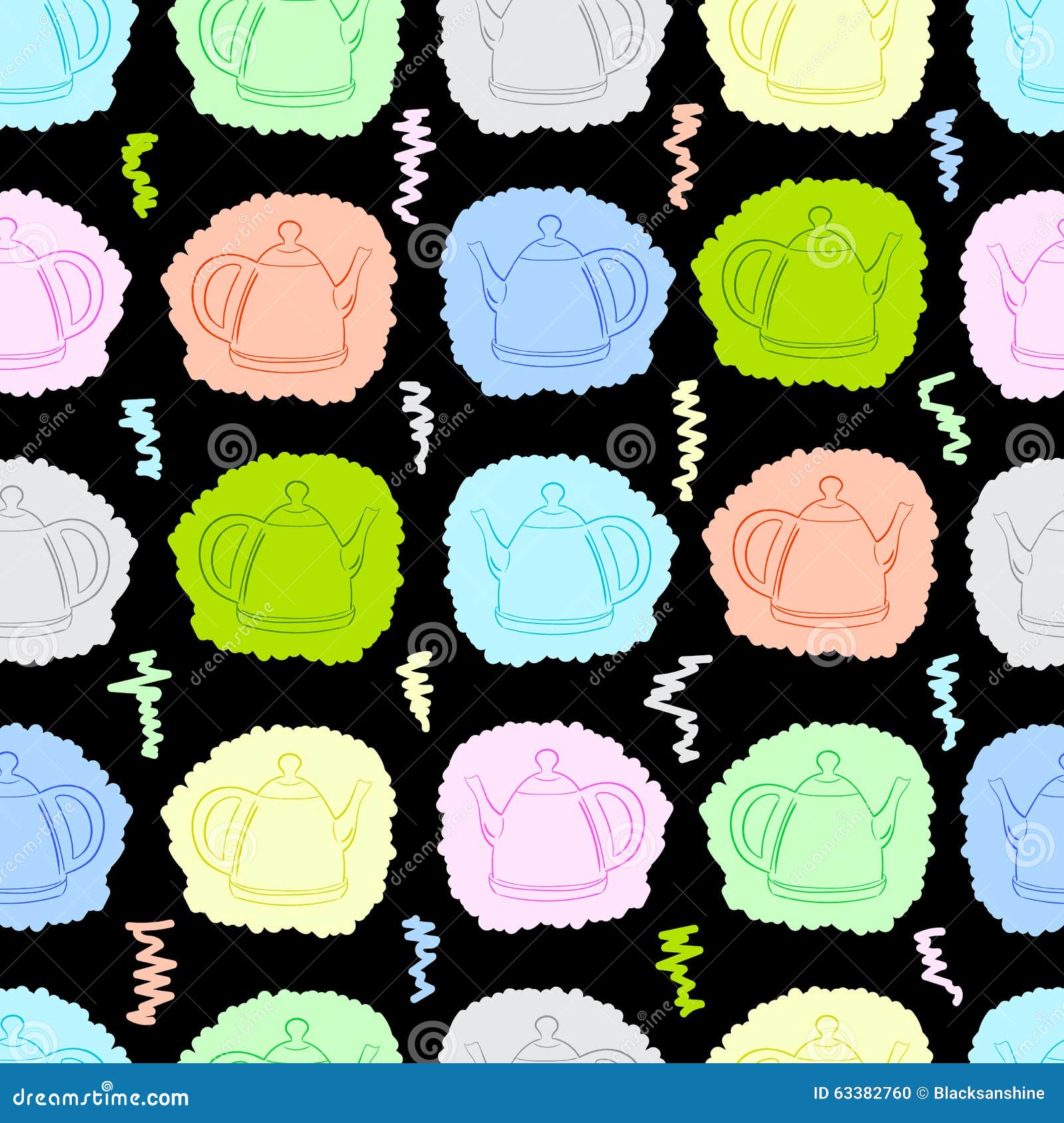 Seamless Painted Contours of Teapots Stock Vector - Illustration of ...