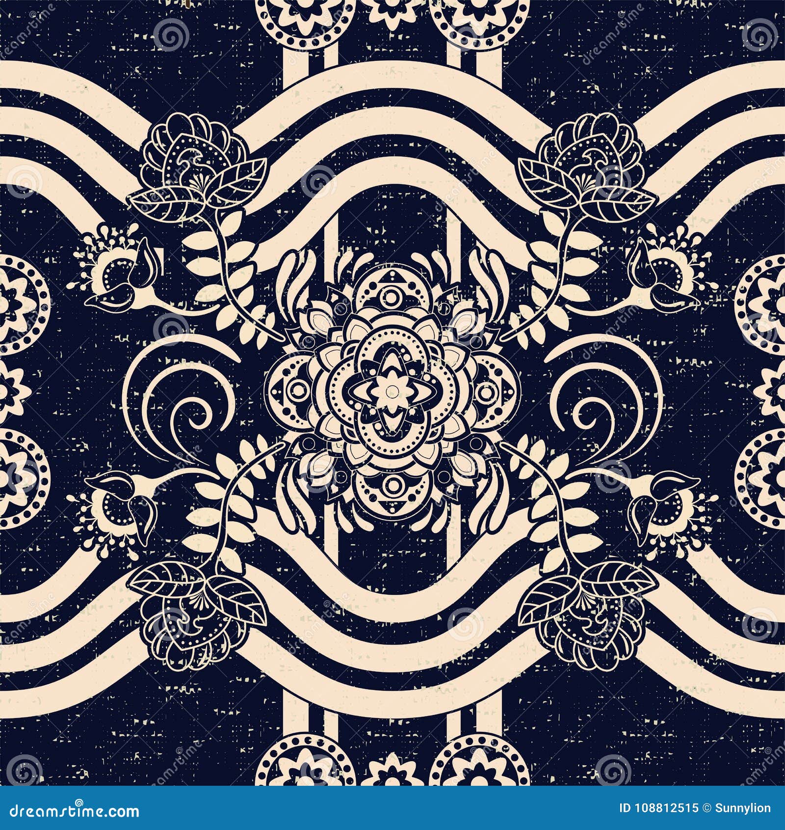 Seamless Paisley Background Floral Pattern Blue And White Ornamental