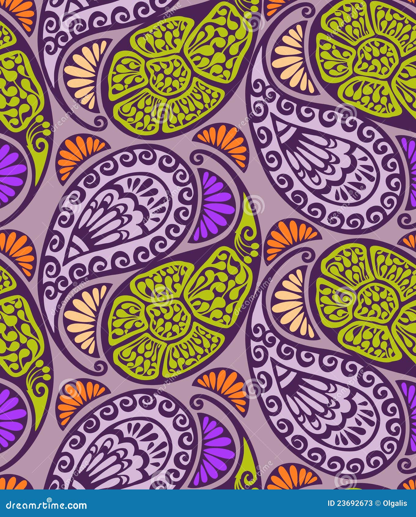 Seamless Paisley and Floral Pattern Stock Illustration - Illustration ...