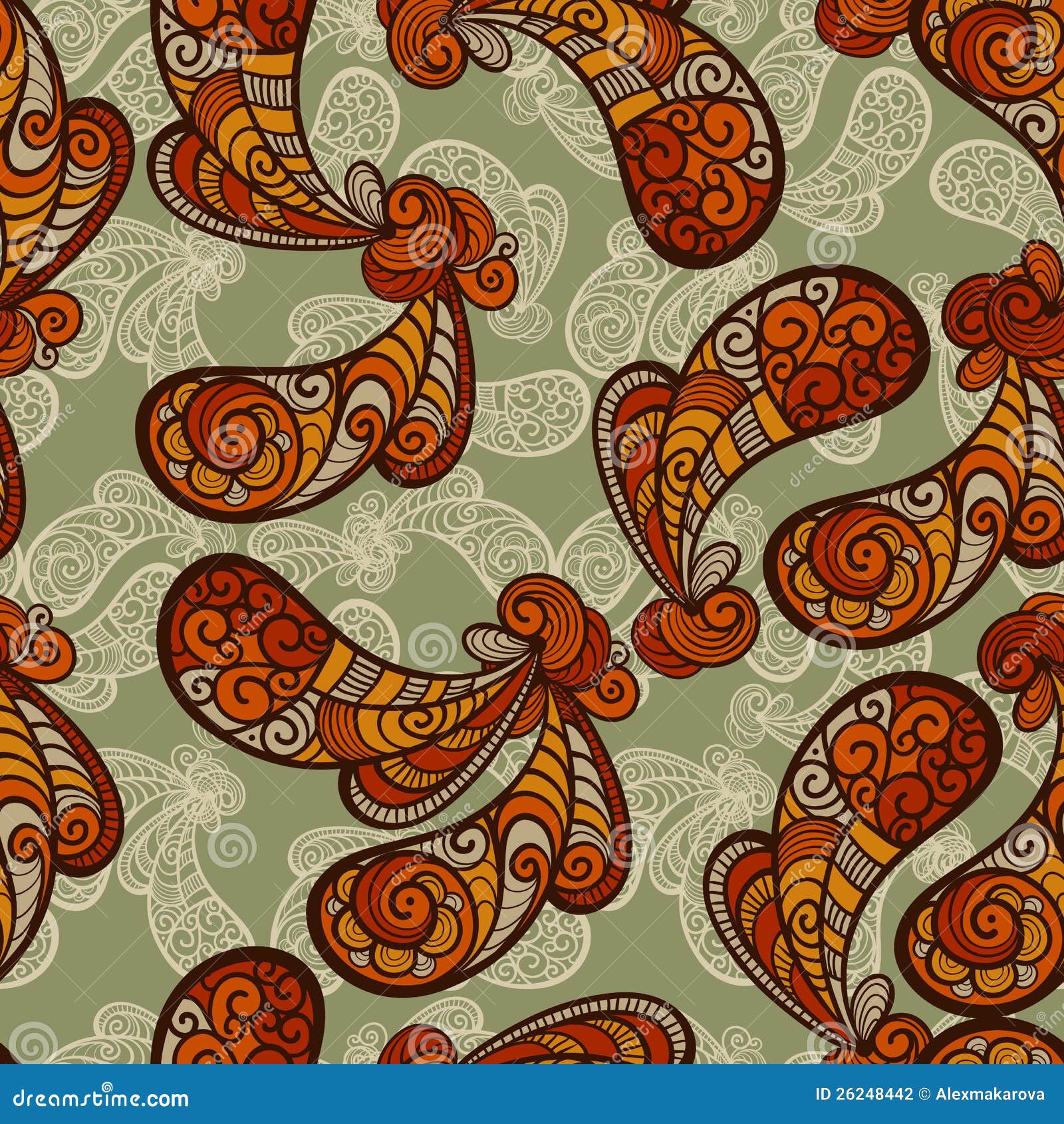 Seamless Paisley Pattern stock vector. Illustration of grunge - 26248442