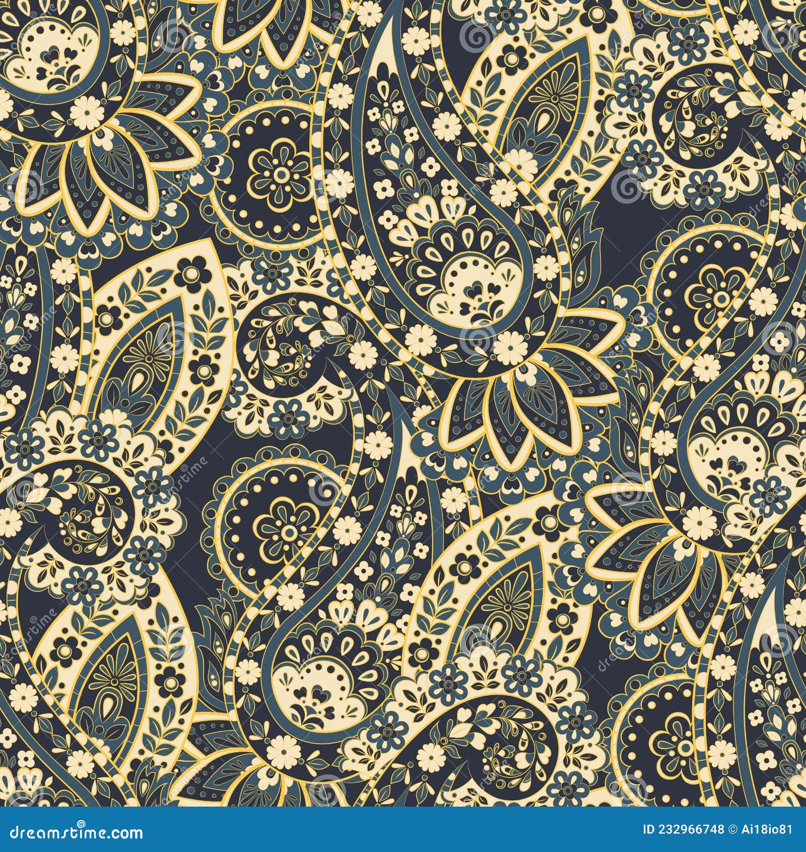 Seamless Paisley Pattern. Floral Vector Illustration. Stock ...