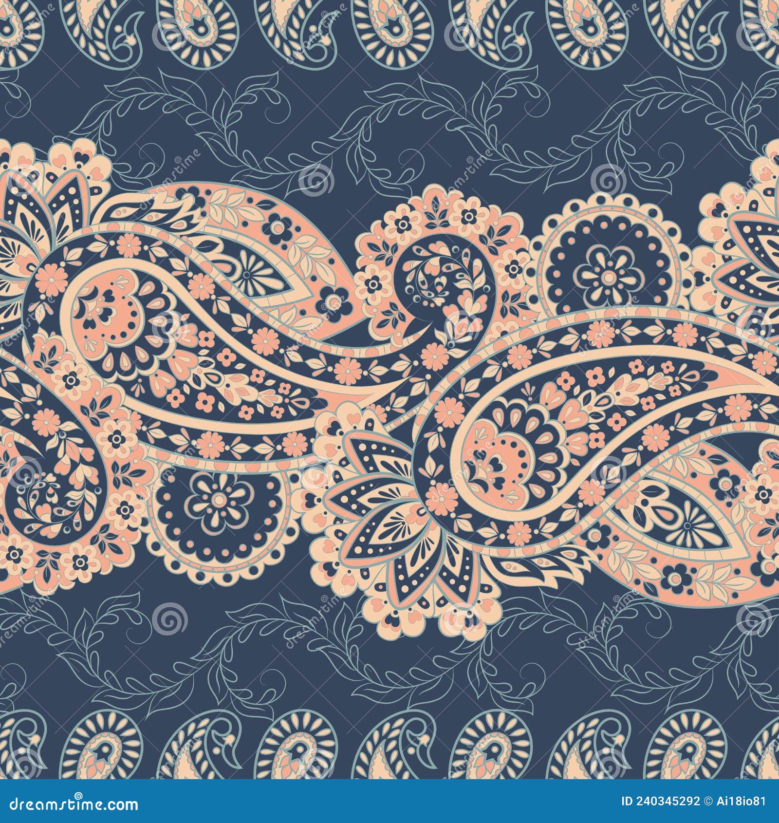 Seamless Paisley Pattern. Floral Vector Illustration. Stock ...