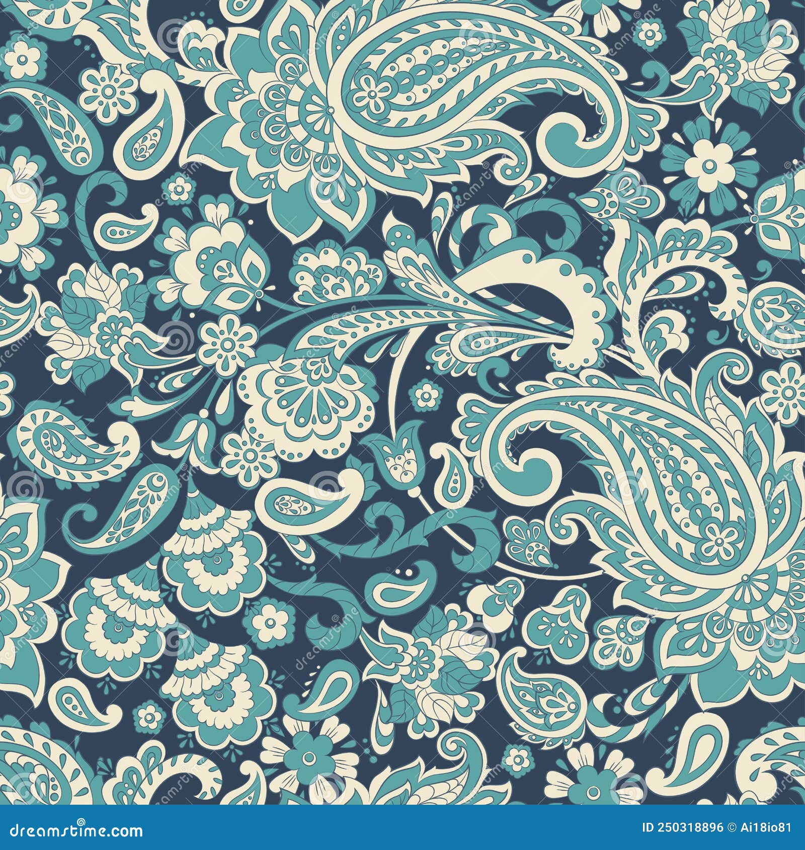 Seamless Paisley Pattern. Floral Vector Illustration. Stock ...