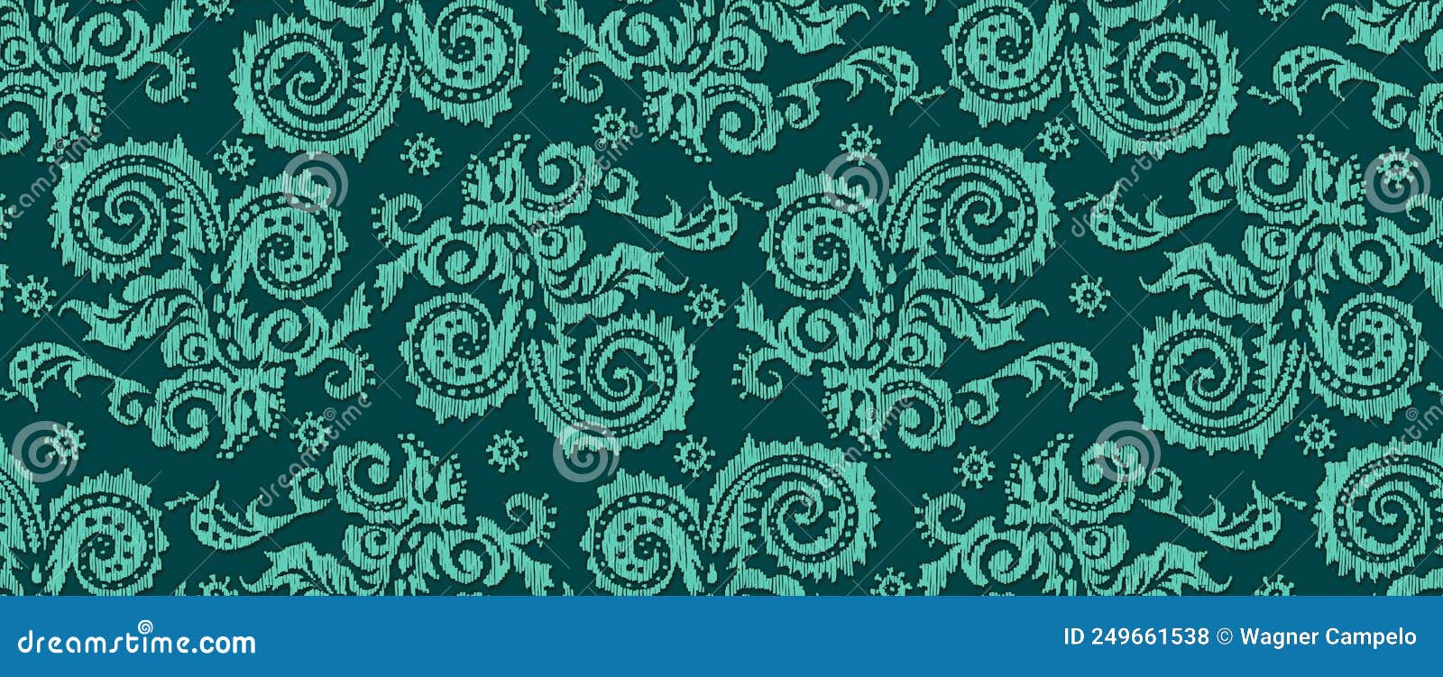 Seamless Paisley Pattern in Green Tones Stock Illustration ...