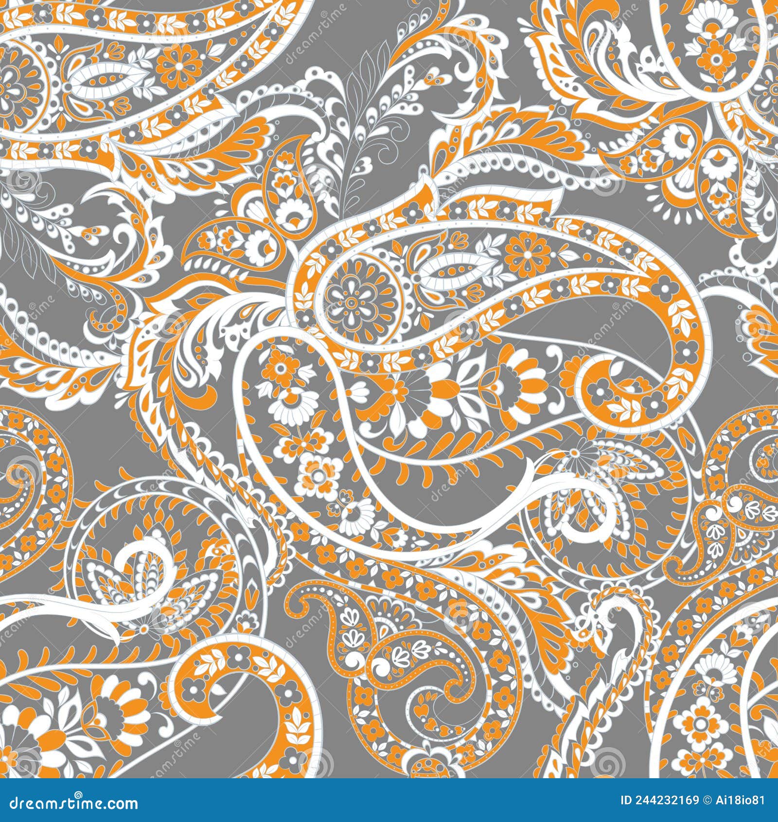Seamless Paisley Pattern in Indian Style. Floral Vector Illustration ...